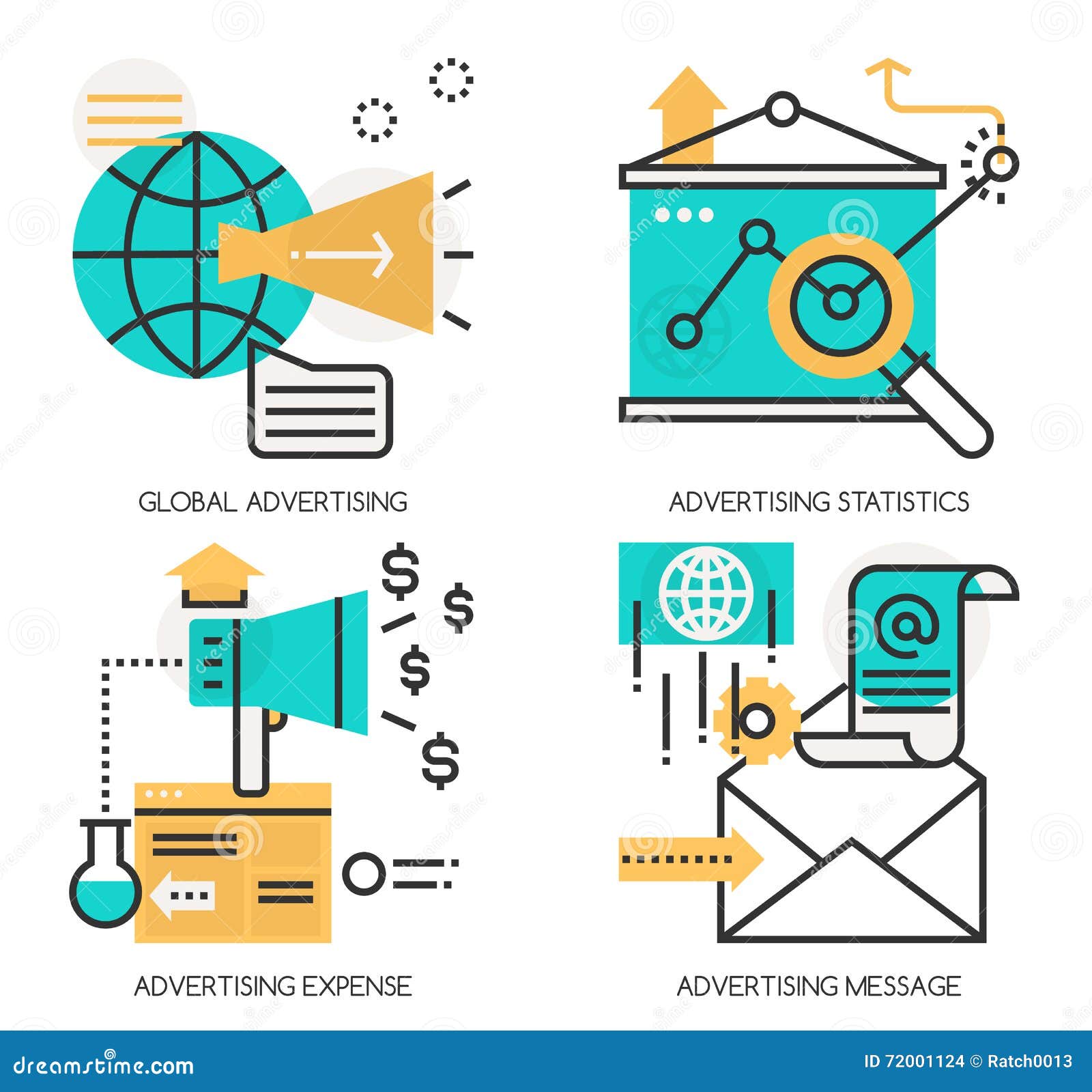 Concepts of Global Advertising , Advertising Statistics Stock Vector ...