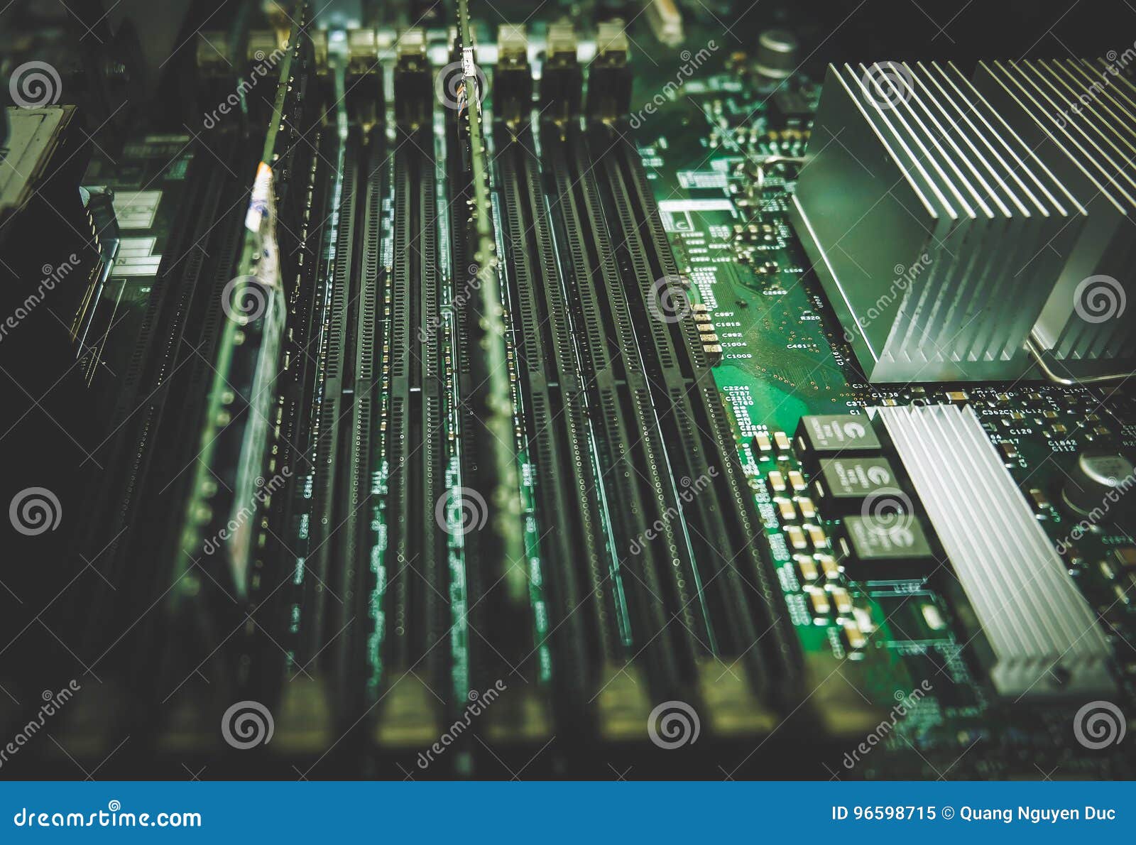 Inside Motherboard of Server, RAM Stock Image - Image of bays ...