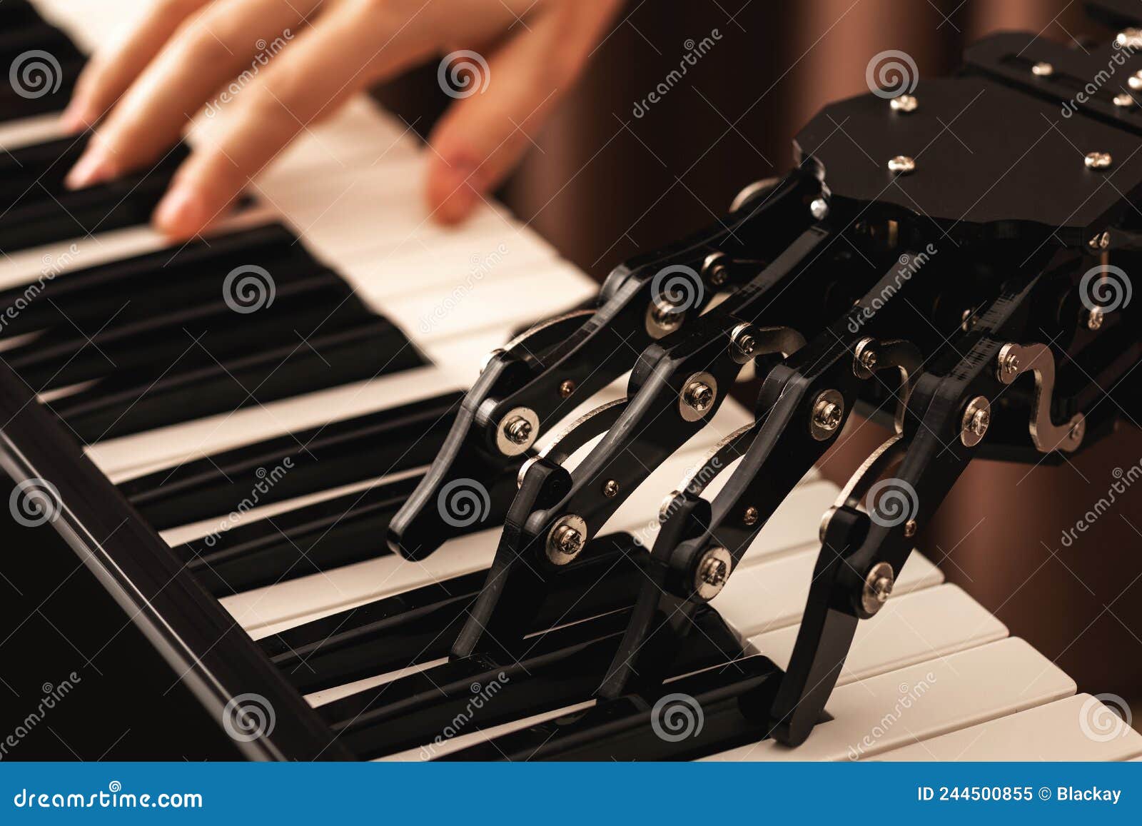Human with Neural Hand Prosthesis Playing Piano Stock Image - Image of ...