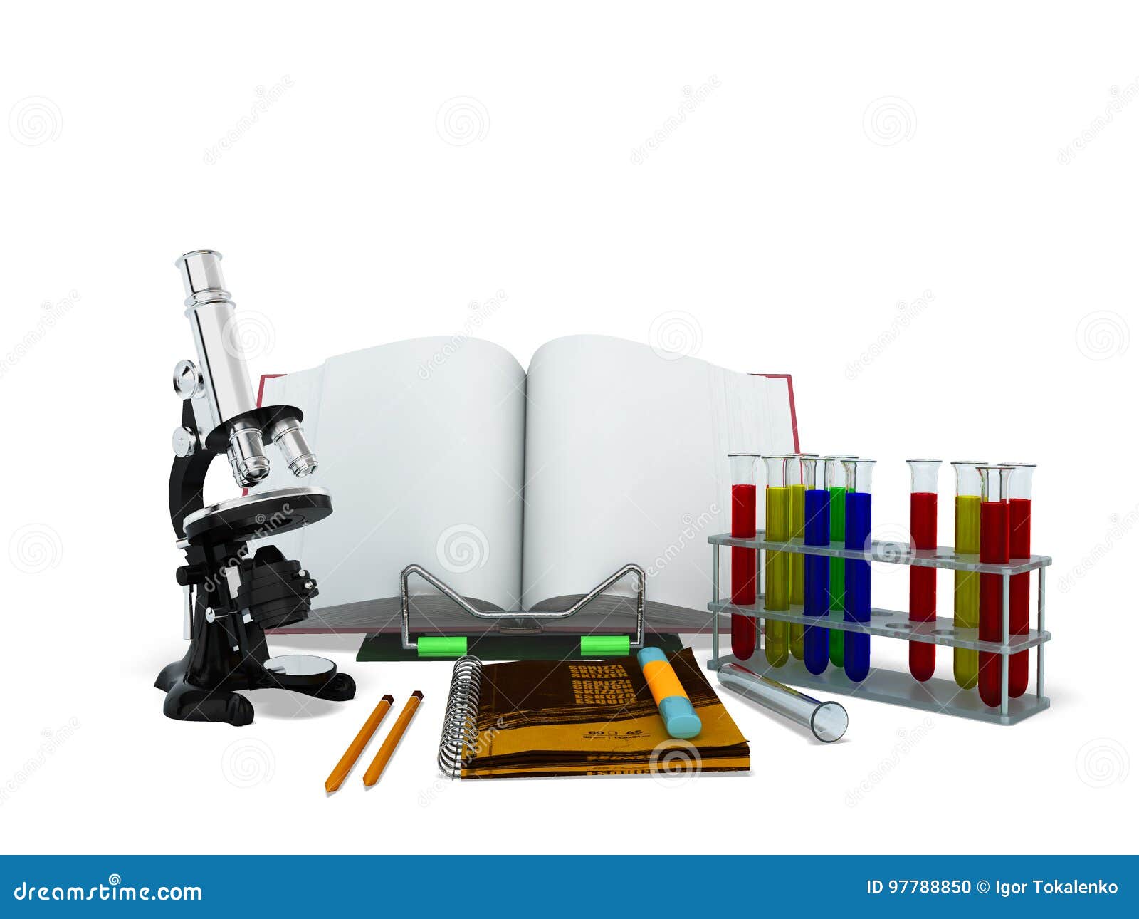 Concepts of School and Education Biology Test Tubes 3d Microscope ...