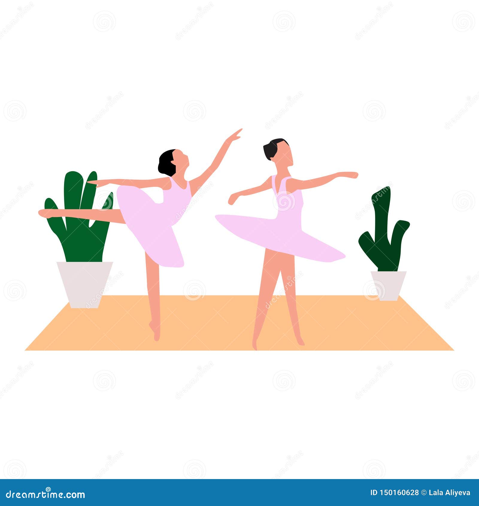 Concepts of Two Ballet Dancers in the Room. Vector . Stock Vector ...