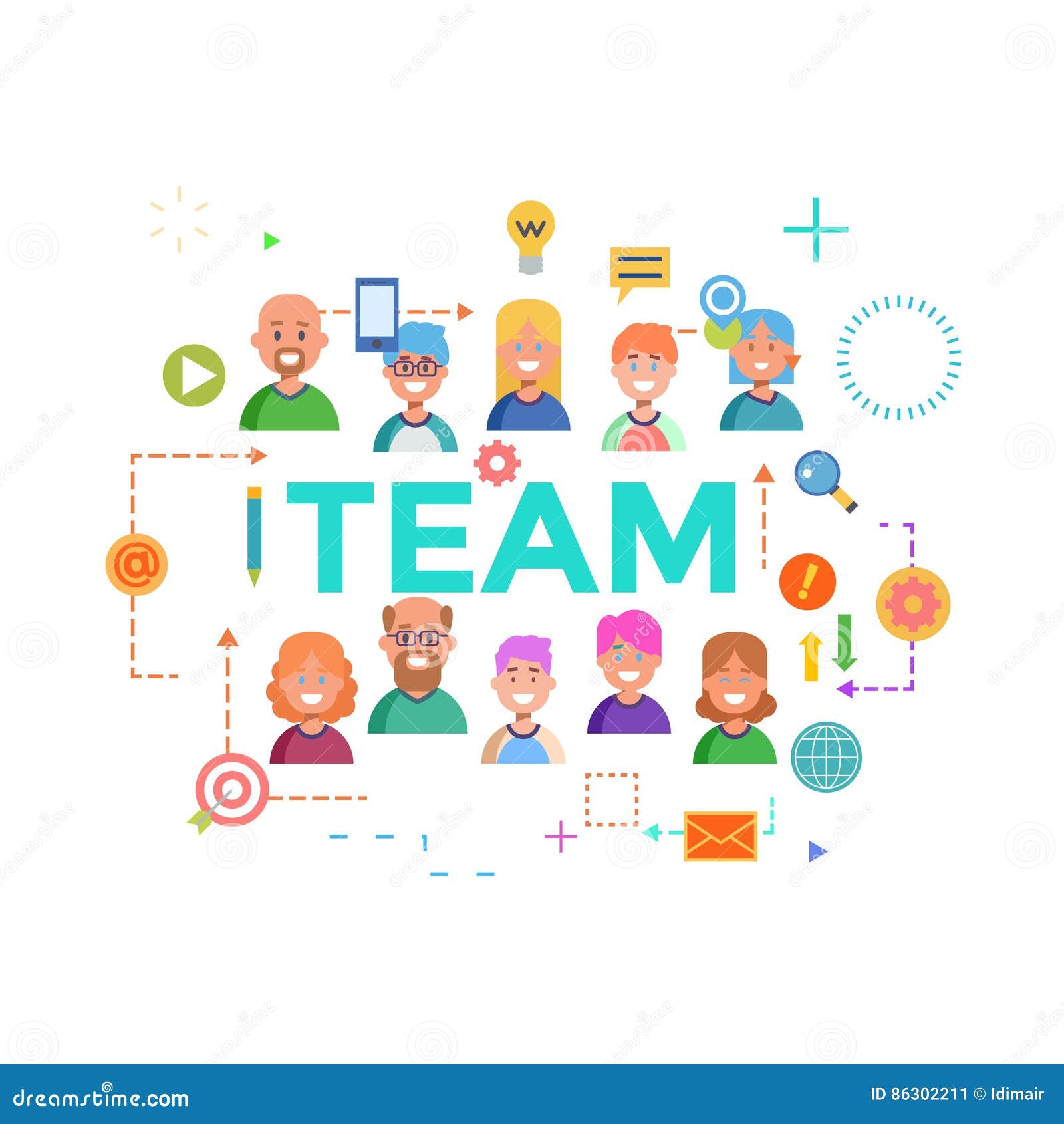 Concepts of Word Team. Flat Design Banner for Website and Mobile ...