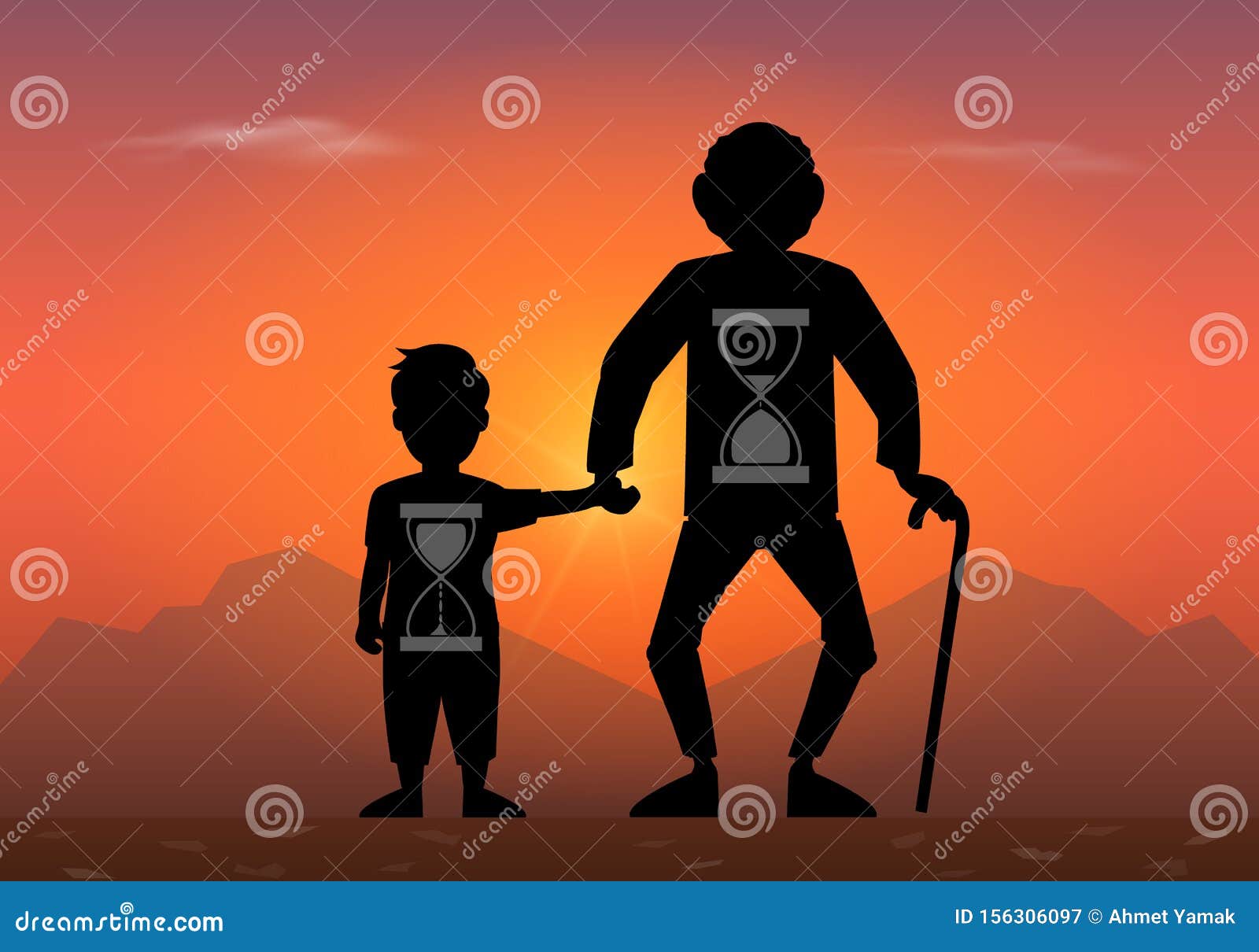 Concepts of Youth and Old Age, Flow of Life Stock Vector - Illustration ...