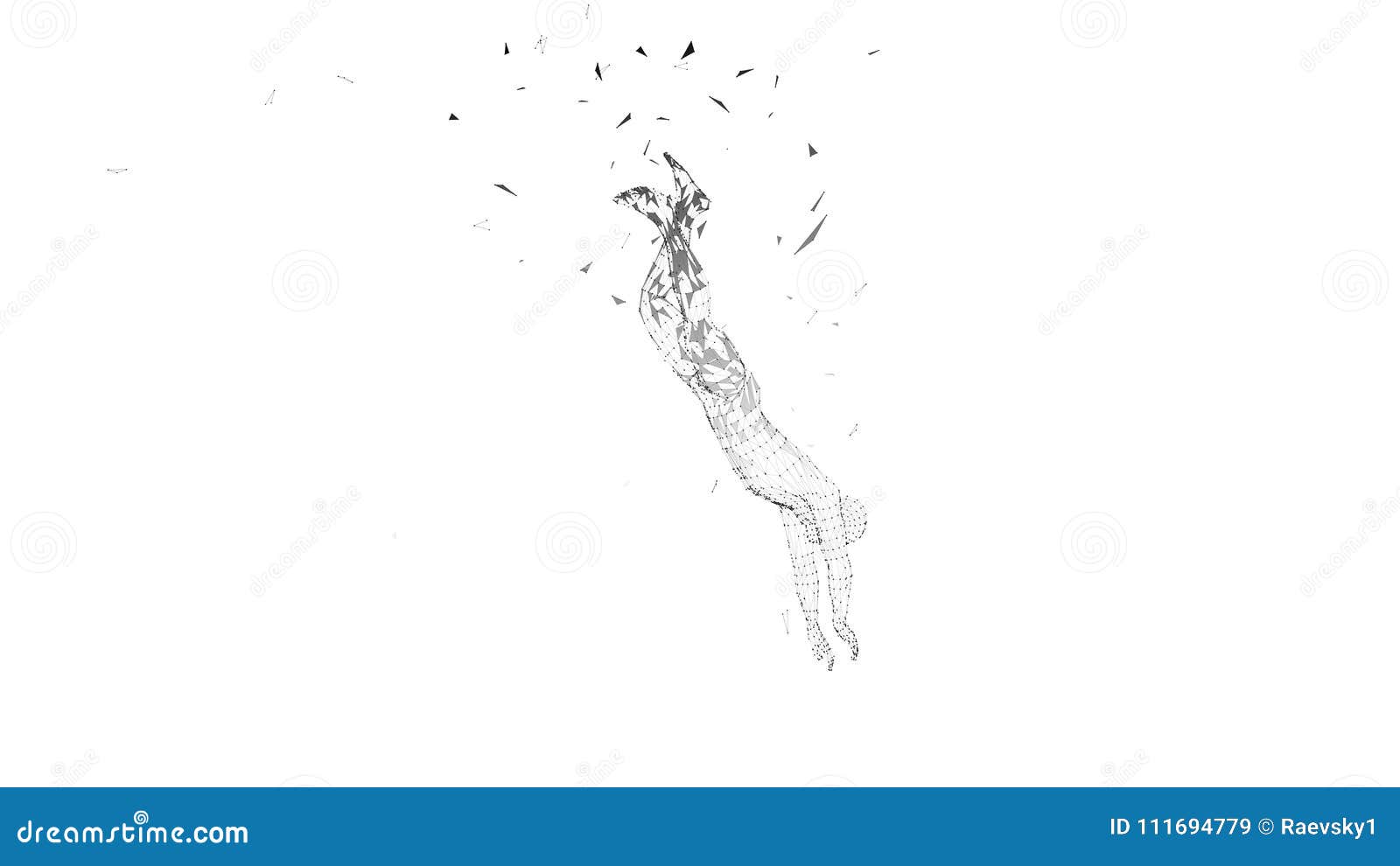 Conceptual Abstract Man Falling Down. Connected Lines, Dots, Triangles ...