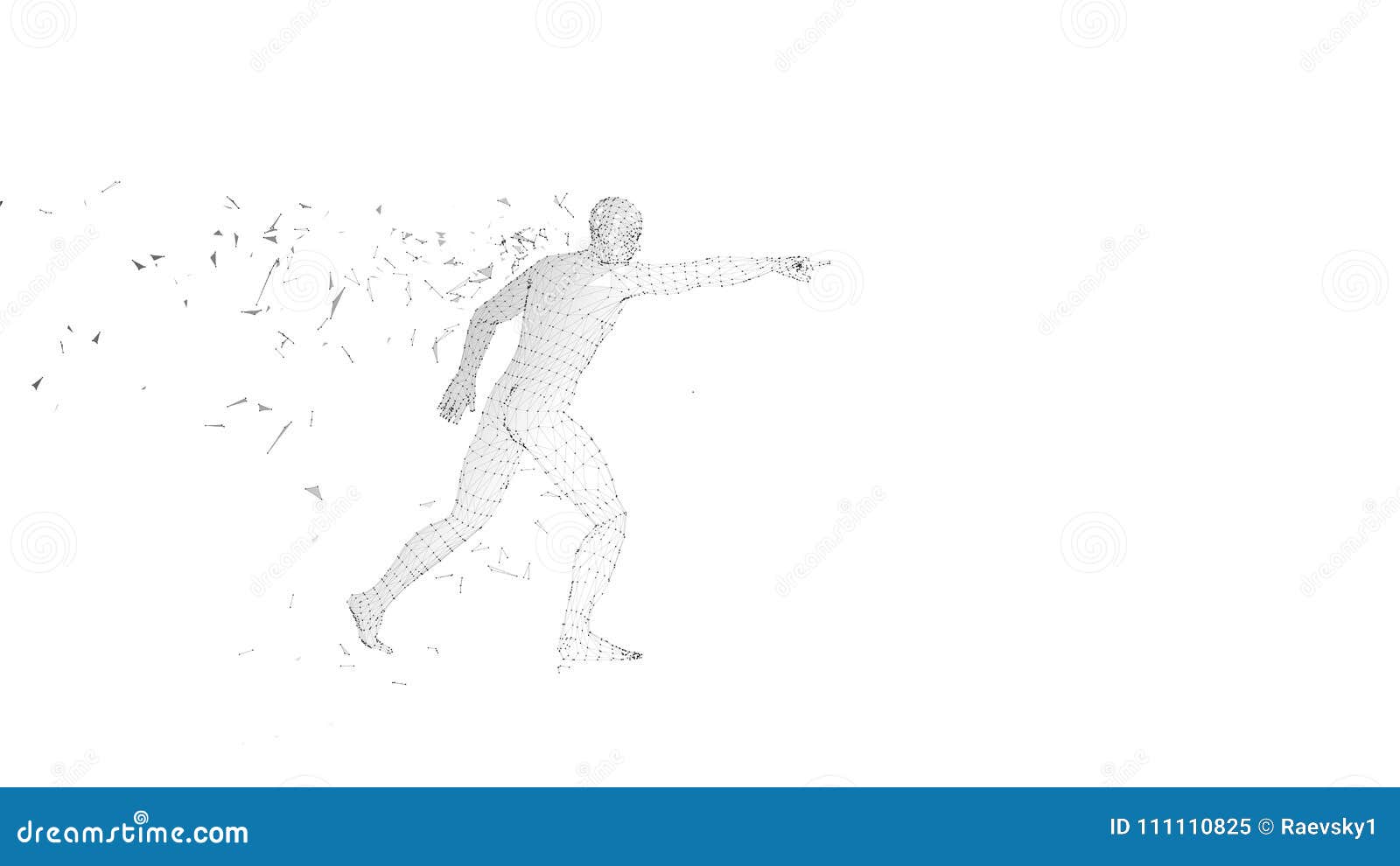 Conceptual Abstract Man Touching Or Pointing To Something Connected Lines Dots Triangles