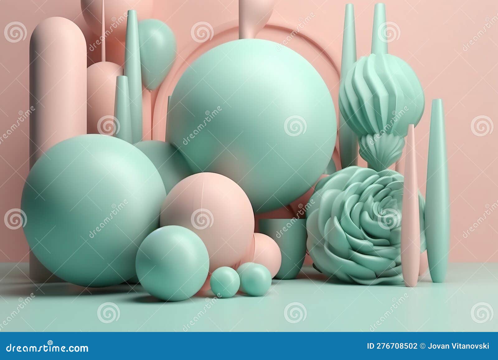 Conceptual Abstract Pastel Shapes and Balloon Created by AI Stock ...