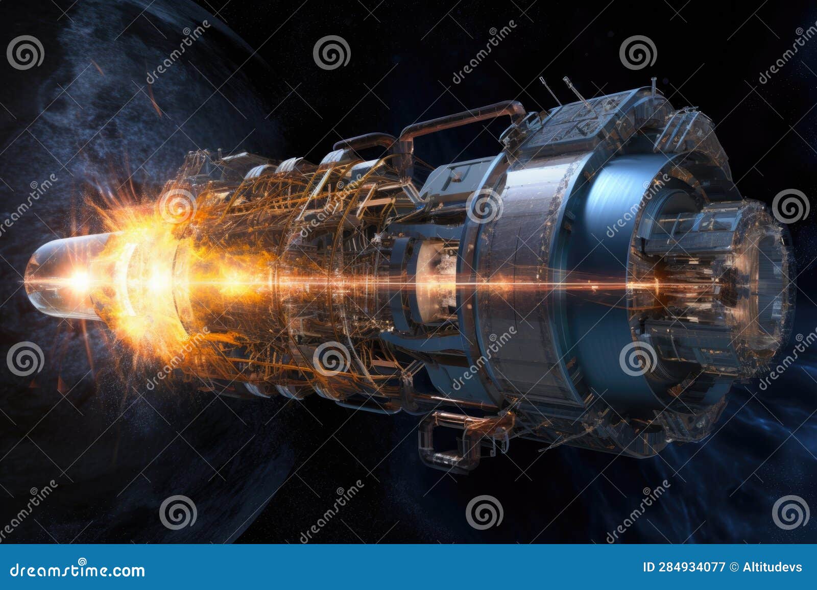 Conceptual Antimatter Propulsion System in Action Stock Illustration ...