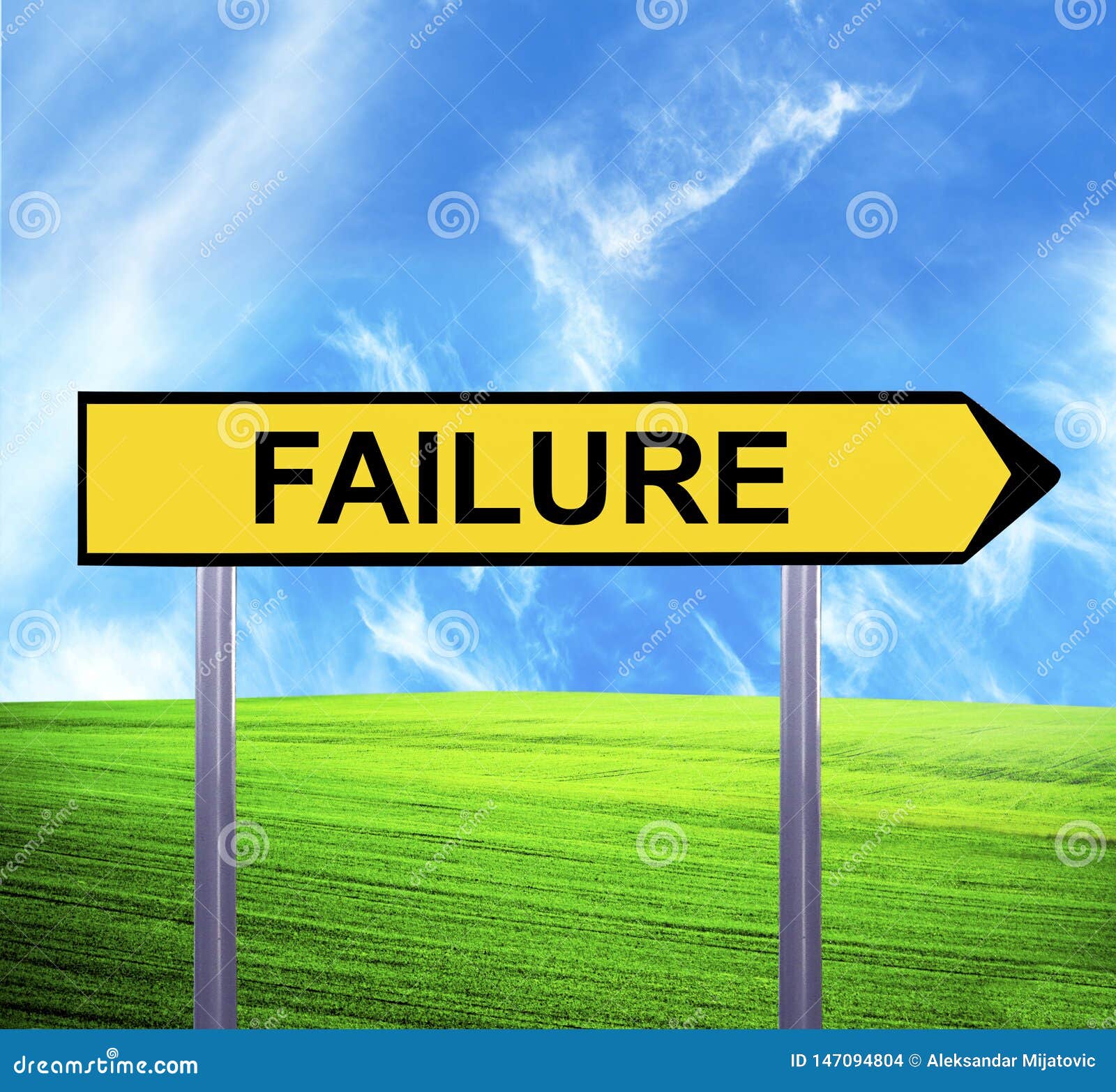 Conceptual Arrow Sign Against Beautiful Landscape with Text - FAILURE ...
