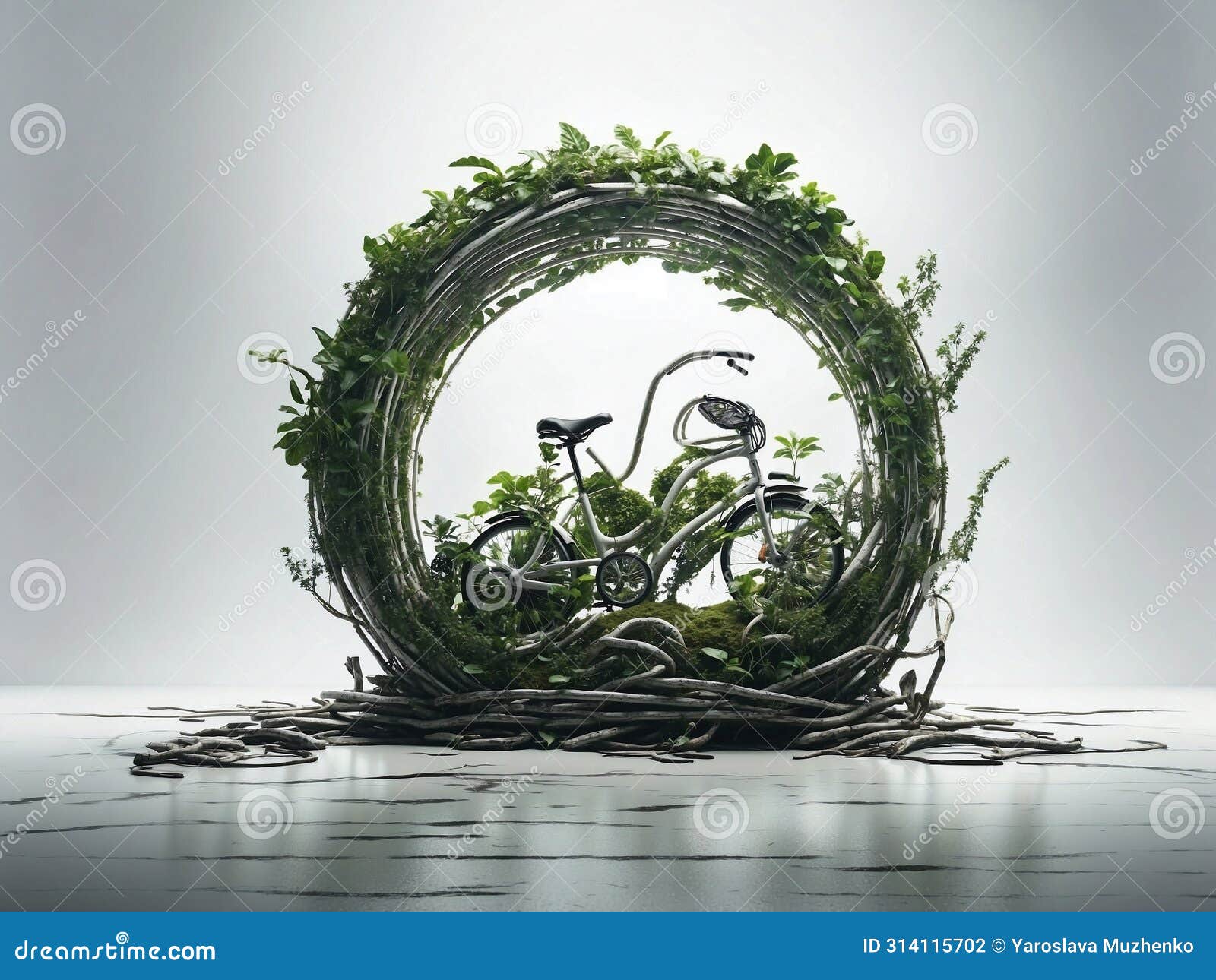 Cycle of Nature: Artistic Representation of Bicycles and Greenery ...