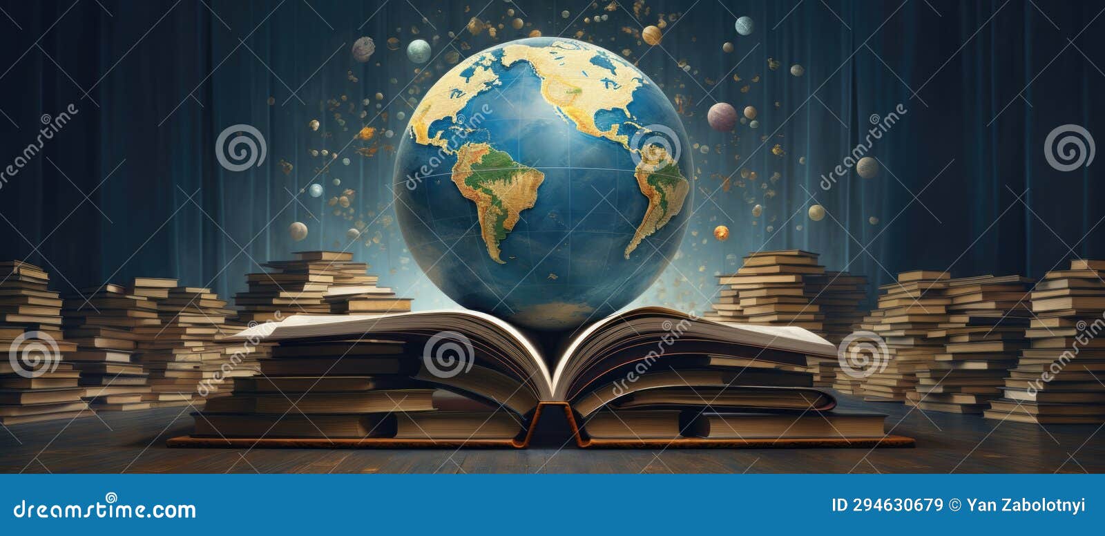 Conceptual Art Featuring Books Forming a Globe of Knowledge Stock ...