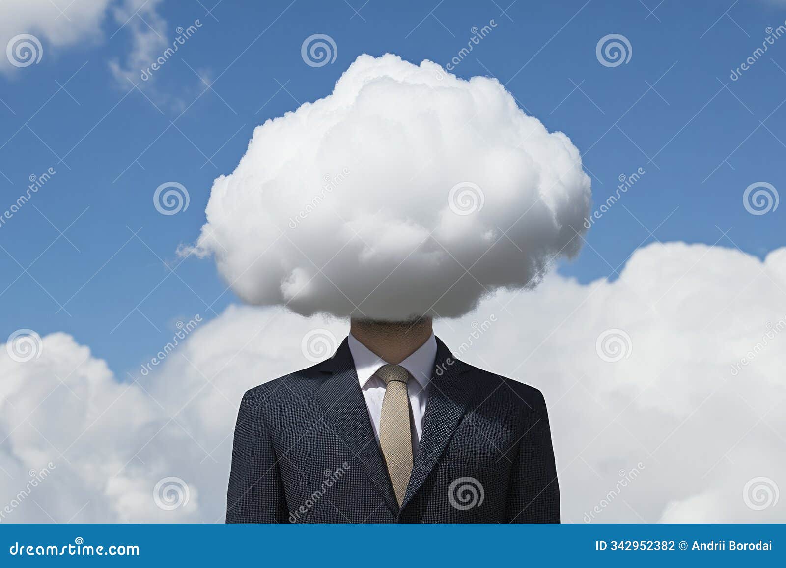 Conceptual Art: Human with Cloud for a Head. Stock Illustration ...