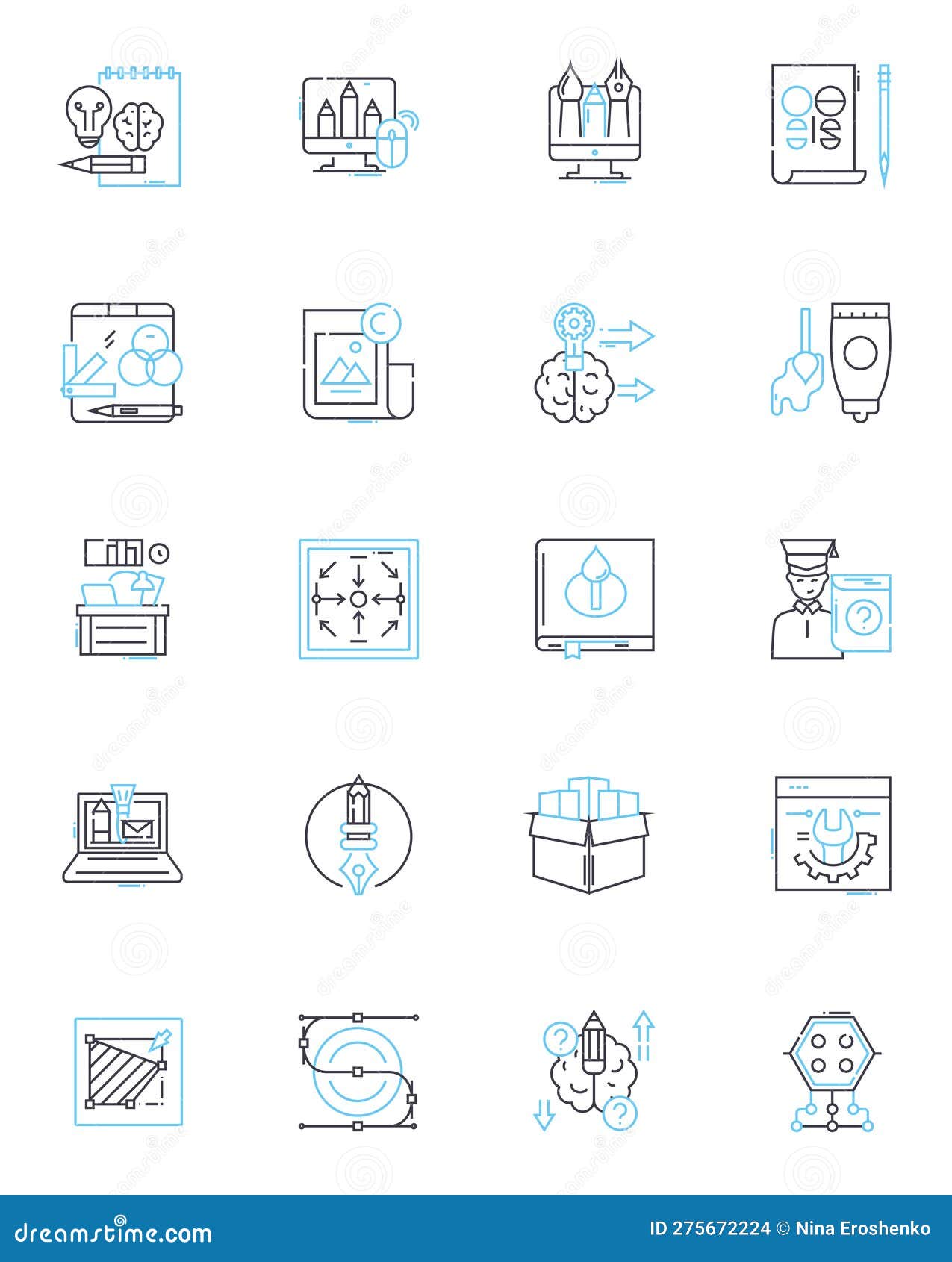 Conceptual Art Linear Icons Set. Philosophy, Abstraction, Expression ...