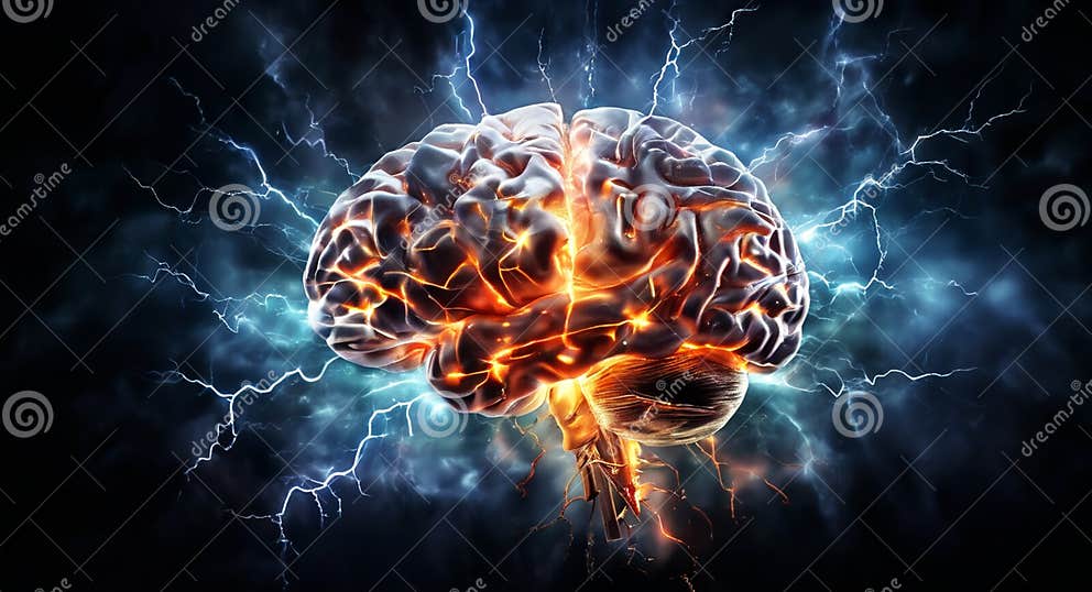 Creative Spark: Lightning from the Mind Stock Illustration ...