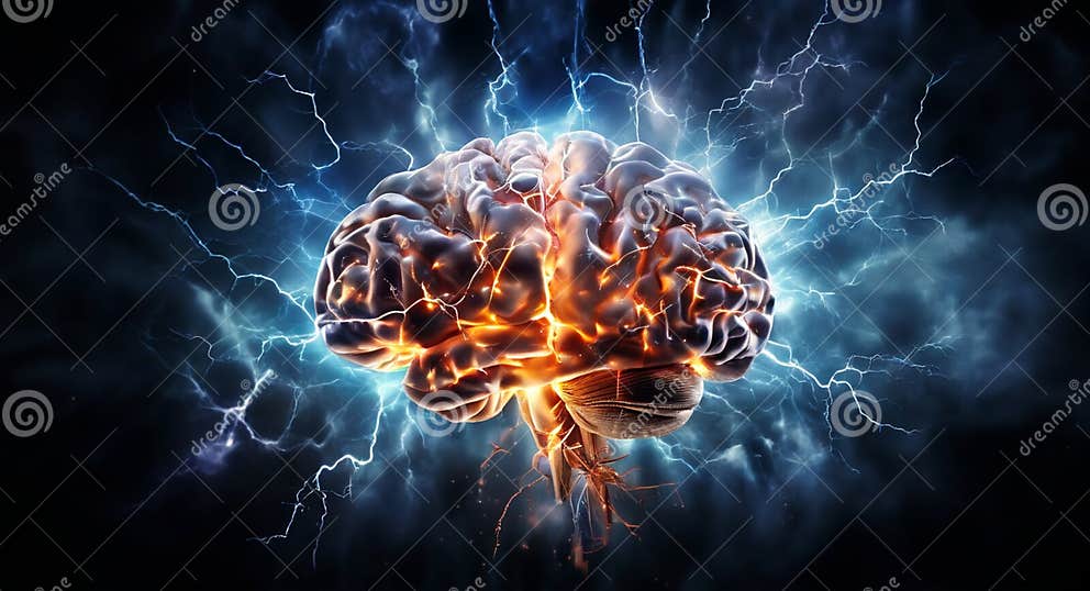 Creative Spark: Lightning from the Mind Stock Illustration ...