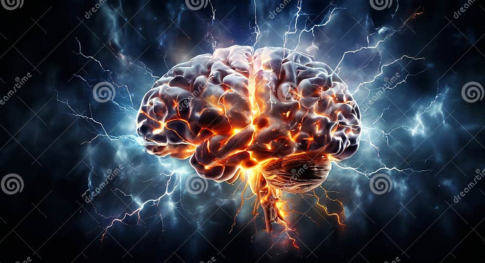 Creative Spark: Lightning from the Mind Stock Illustration ...