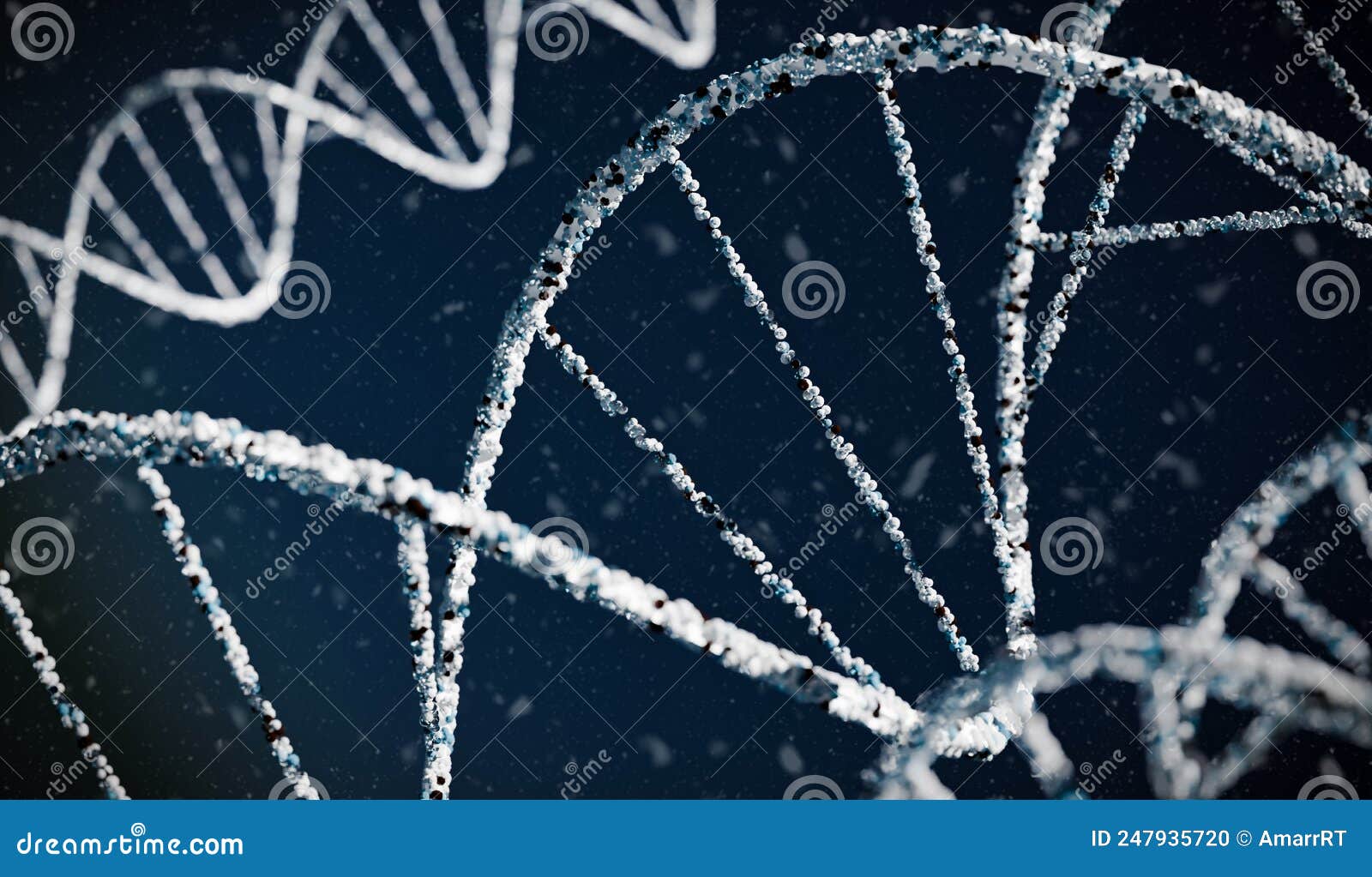 Conceptual Background with Helix Human DNA Structure, in Abstract Blue ...