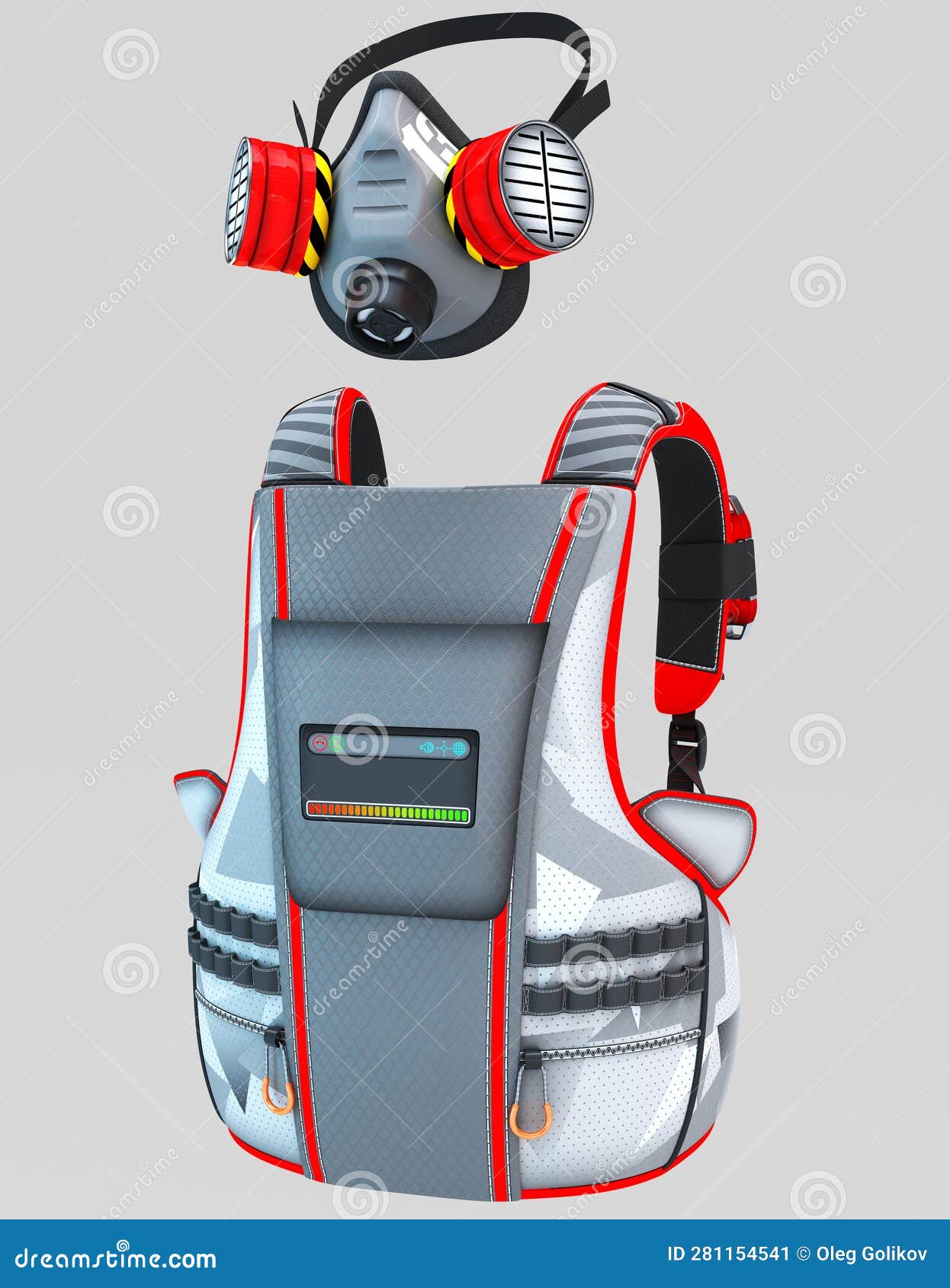 Conceptual Backpack for Rescue Tasks, Complete with Respirator. Stock ...