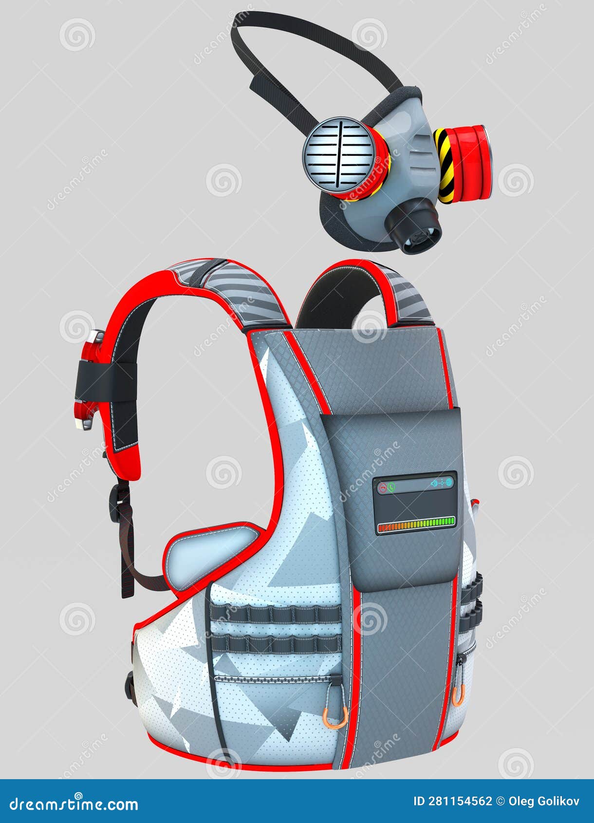 Conceptual Backpack for Rescue Tasks, Complete with Respirator. Stock ...