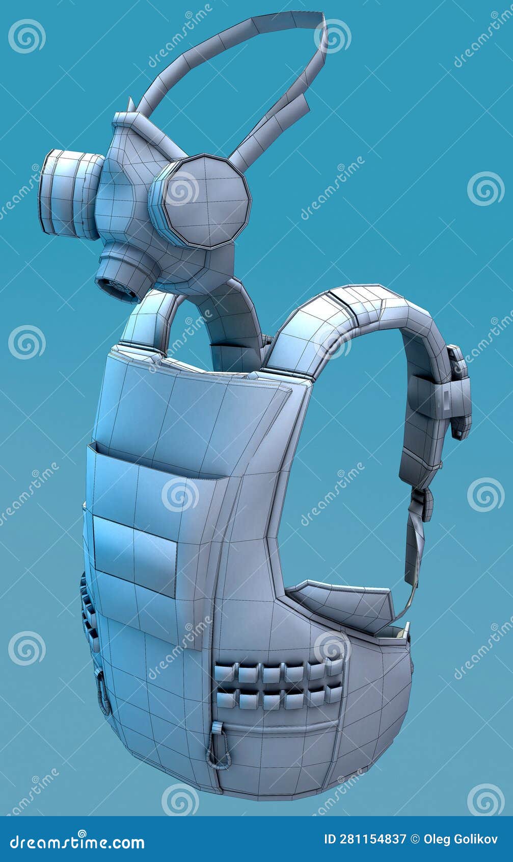 Conceptual Backpack for Rescue Tasks, Complete with Respirator. Stock ...