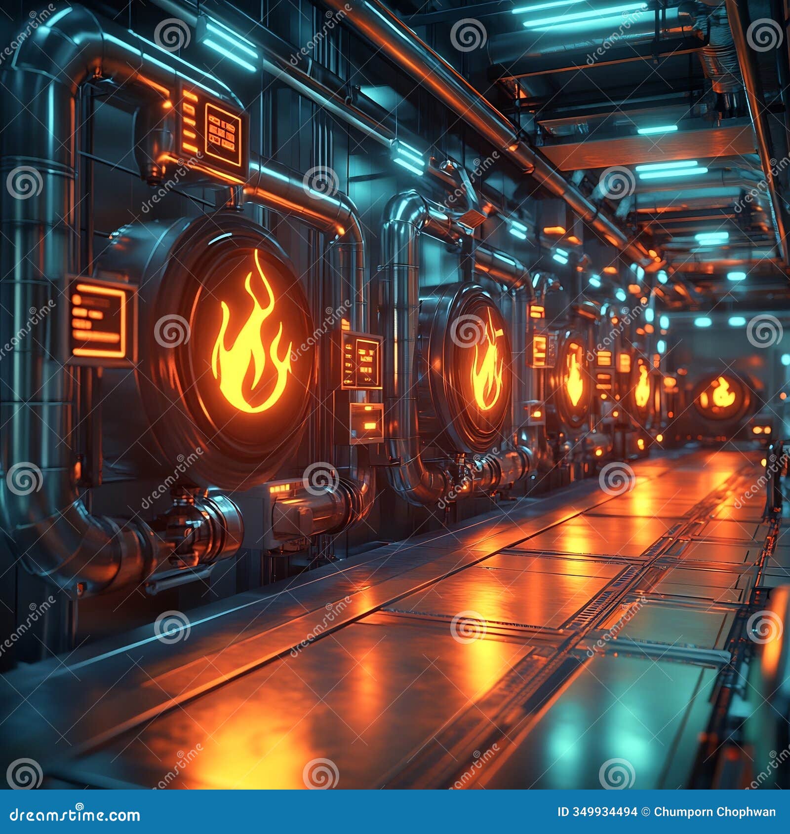 Conceptual Biofuel Facility with AI Driven Systems and Retro Futuristic ...