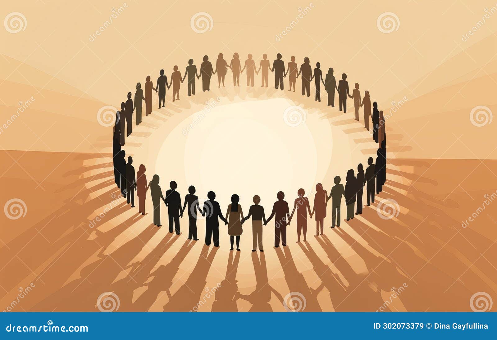 Conceptual Business Illustration of a Group of People Forming a Circle ... Conceptual Business Illustration of a Group of People Forming a Circle ...