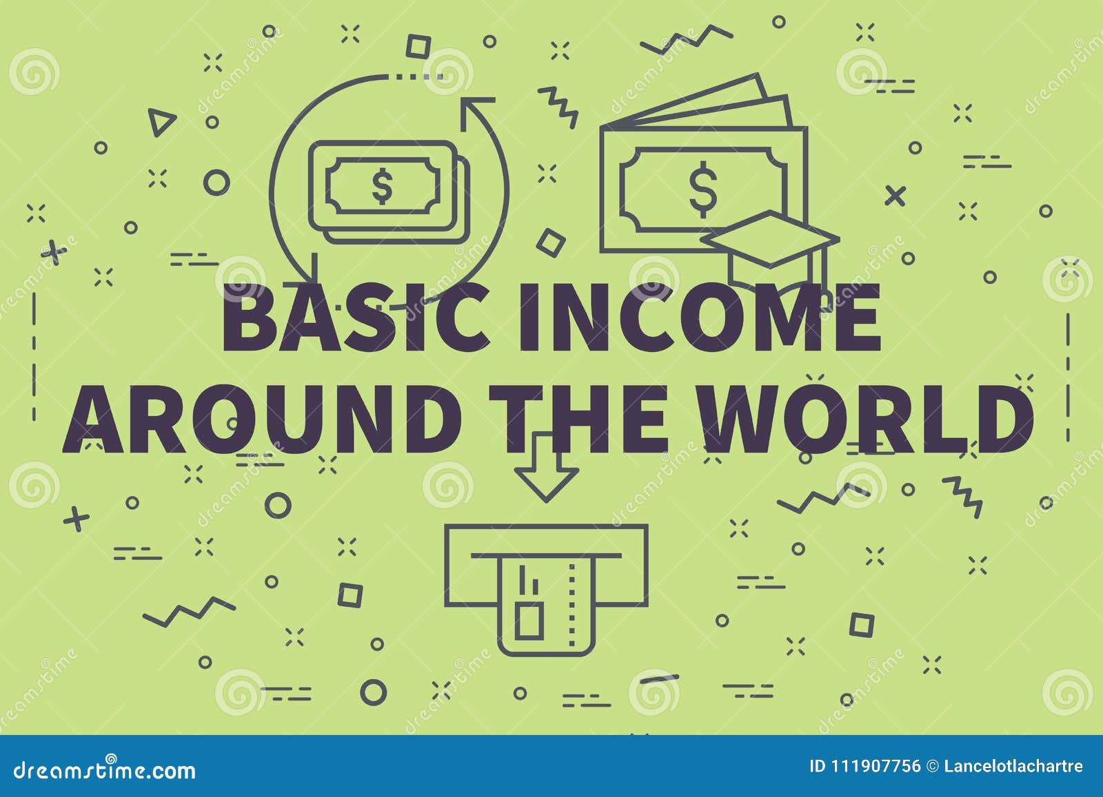 Conceptual Business Illustration with the Words Basic Income Around the ...