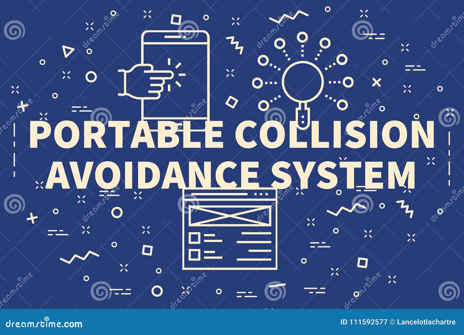 Conceptual Business Illustration with the Words Portable Collision ...