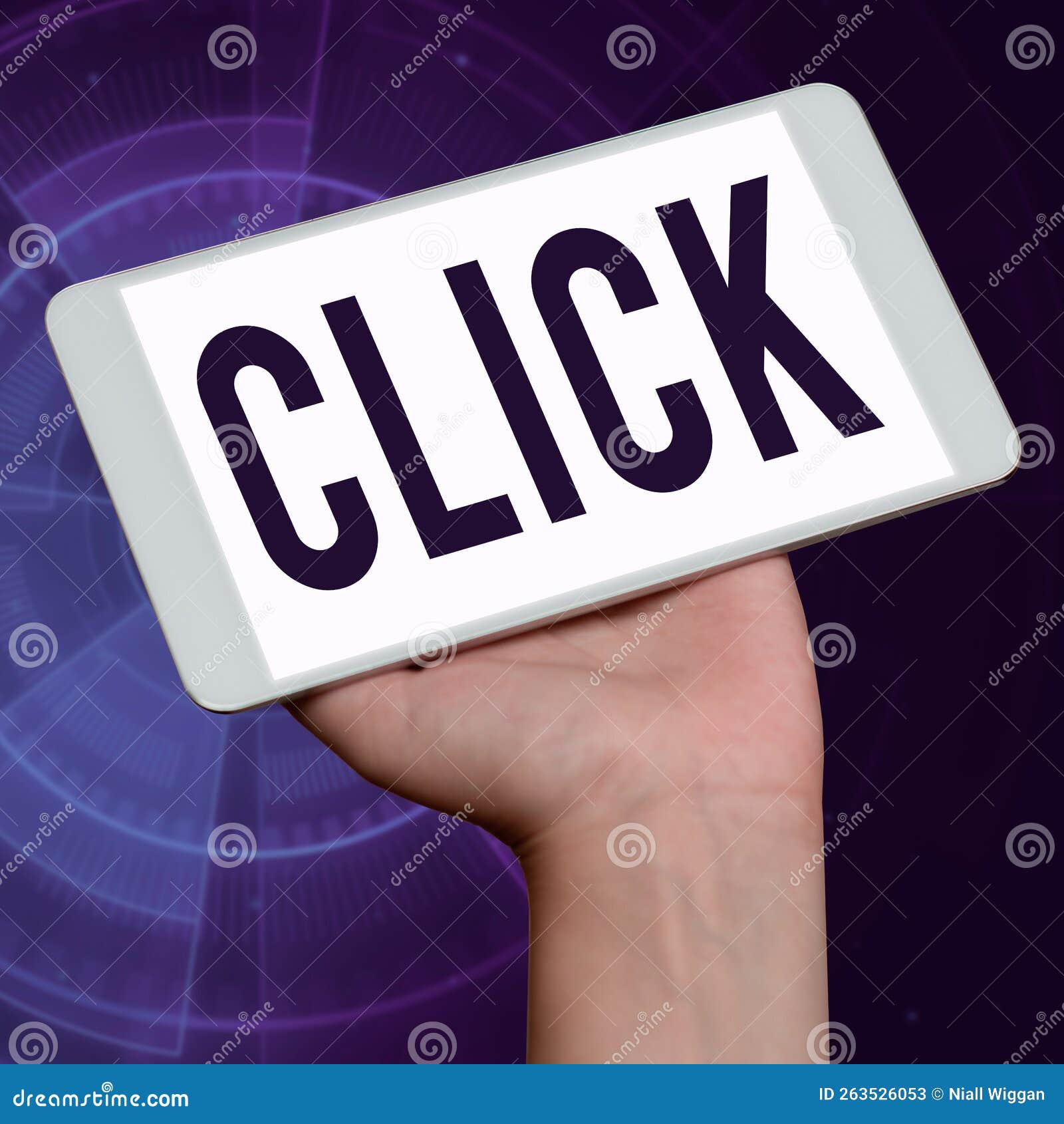 Sign Displaying Click. Business Showcase Act of Pressing a Button on a ...