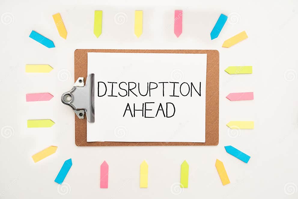 Hand Writing Sign Disruption Ahead. Internet Concept Transformation ...