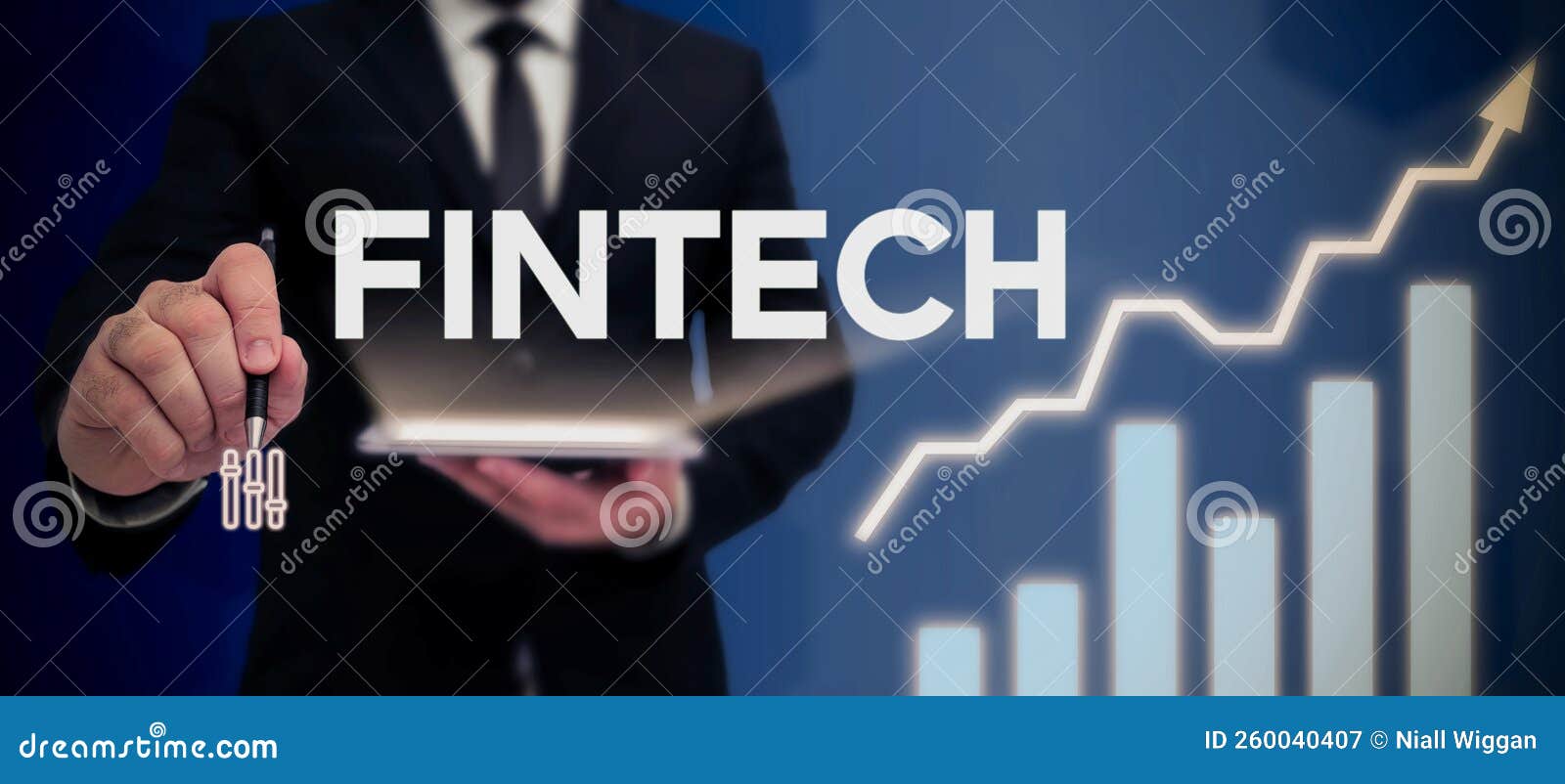 Hand Writing Sign Fintech. Concept Meaning the Integration of ...