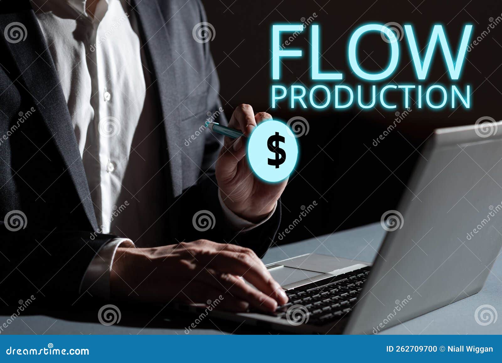 Text Showing Inspiration Flow Production. Business Concept Items are ...