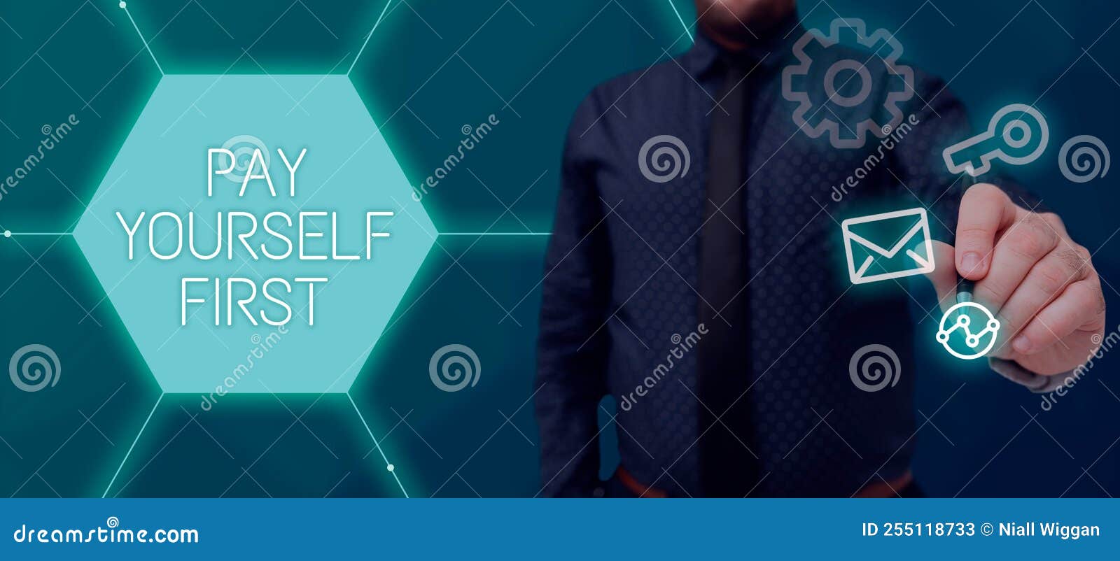 Conceptual Caption Pay Yourself First. Internet Concept Saving for ...