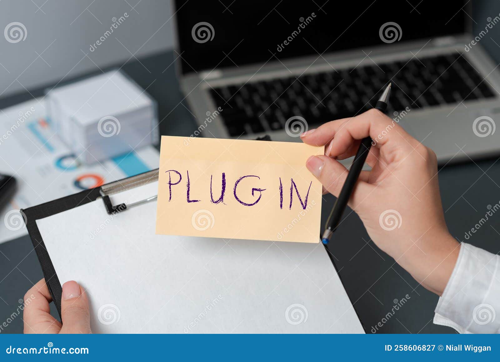 Conceptual Caption Plug in. Business Showcase Putting Device into ... Conceptual Caption Plug in. Business Showcase Putting Device into ...