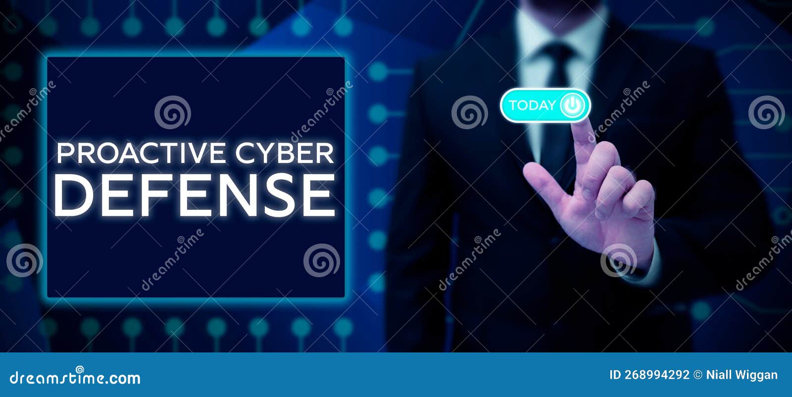 Conceptual Caption Proactive Cyber Defense. Word Written on Acting in ...