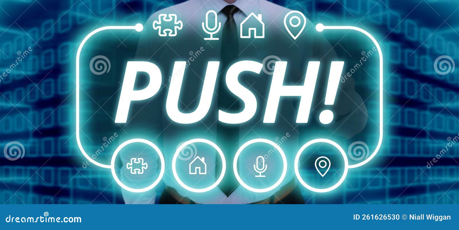 Handwriting Text Push. Business Idea Move Forward by Using Force To ...