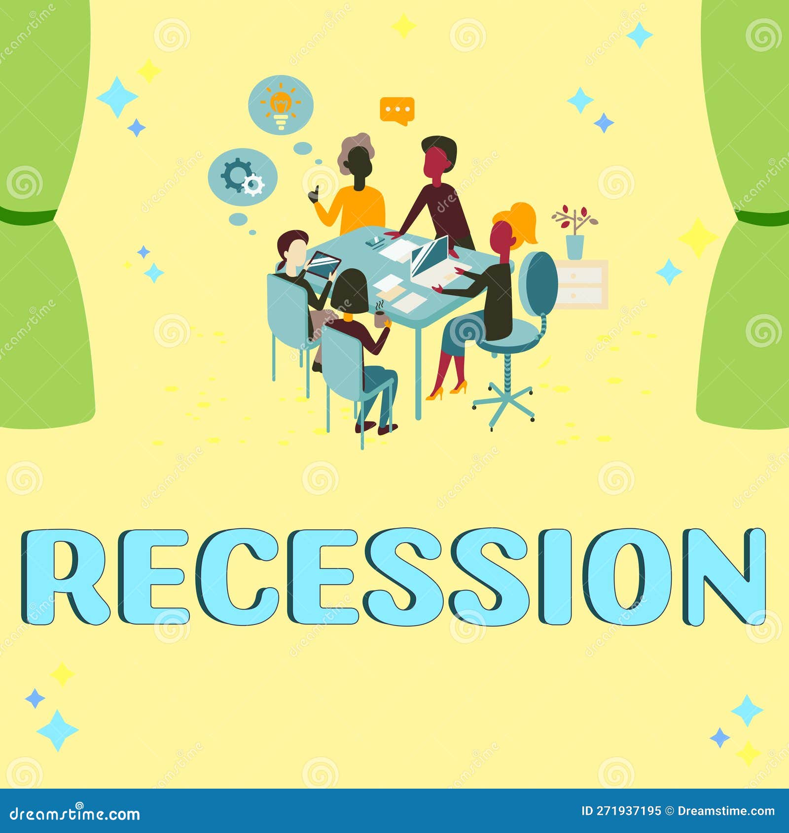 Conceptual Caption Recession. Internet Concept the Process of Progressive Decrease in Growing ...