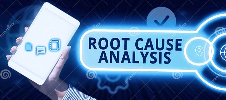 Sign Displaying Root Cause Analysis. Business Approach Method of Problem Solving Identify Fault ...