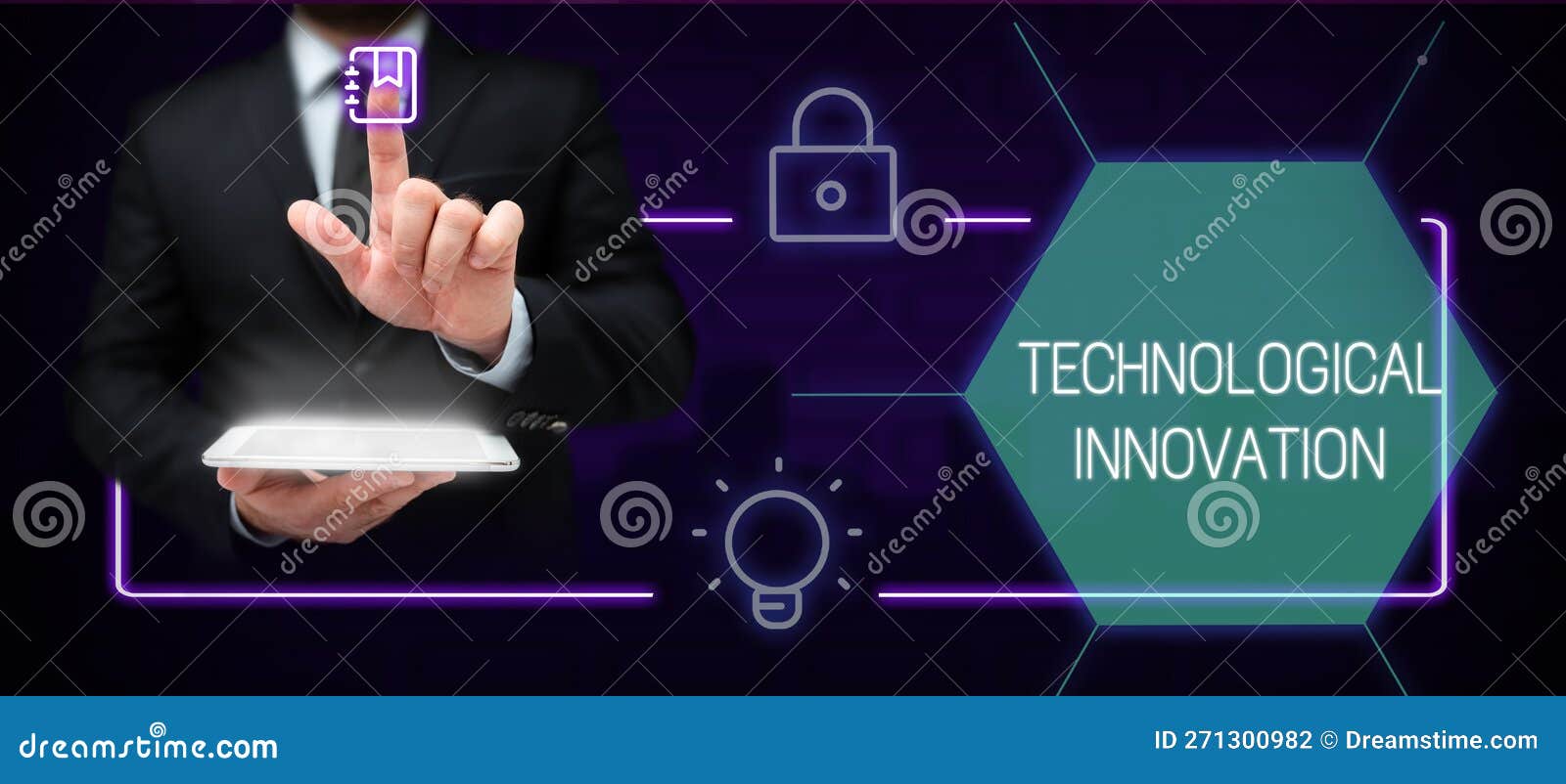 Conceptual Caption Technological Innovation. Word Written on New ...