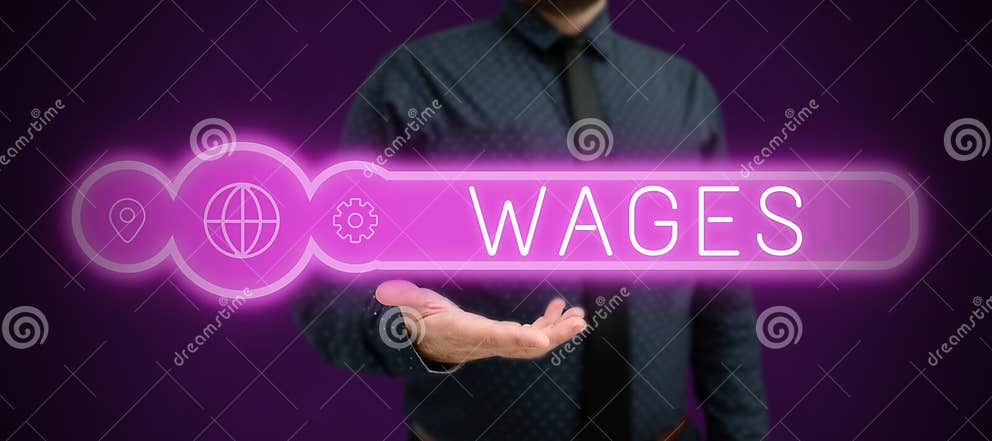 Conceptual Caption Wages. Business Showcase Fixed Regular Payment ... Conceptual Caption Wages. Business Showcase Fixed Regular Payment ...
