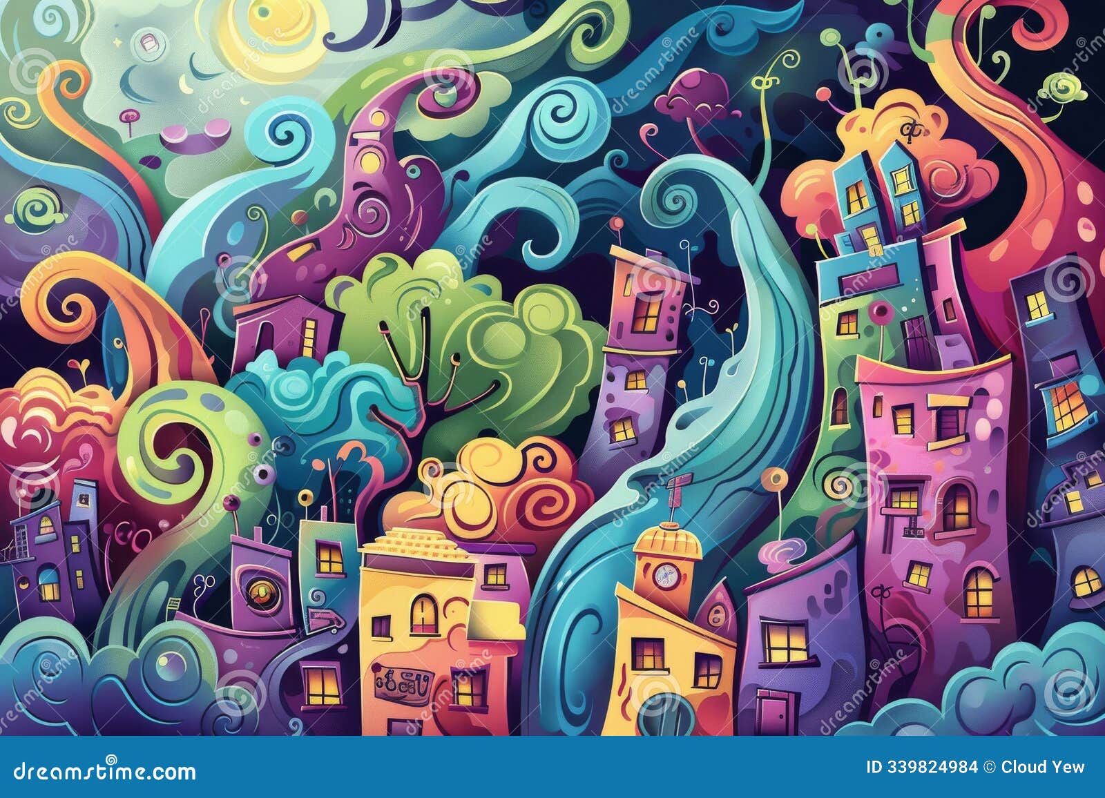 Conceptual Cartoon Background with Creative Hand-drawn Illustrations ...