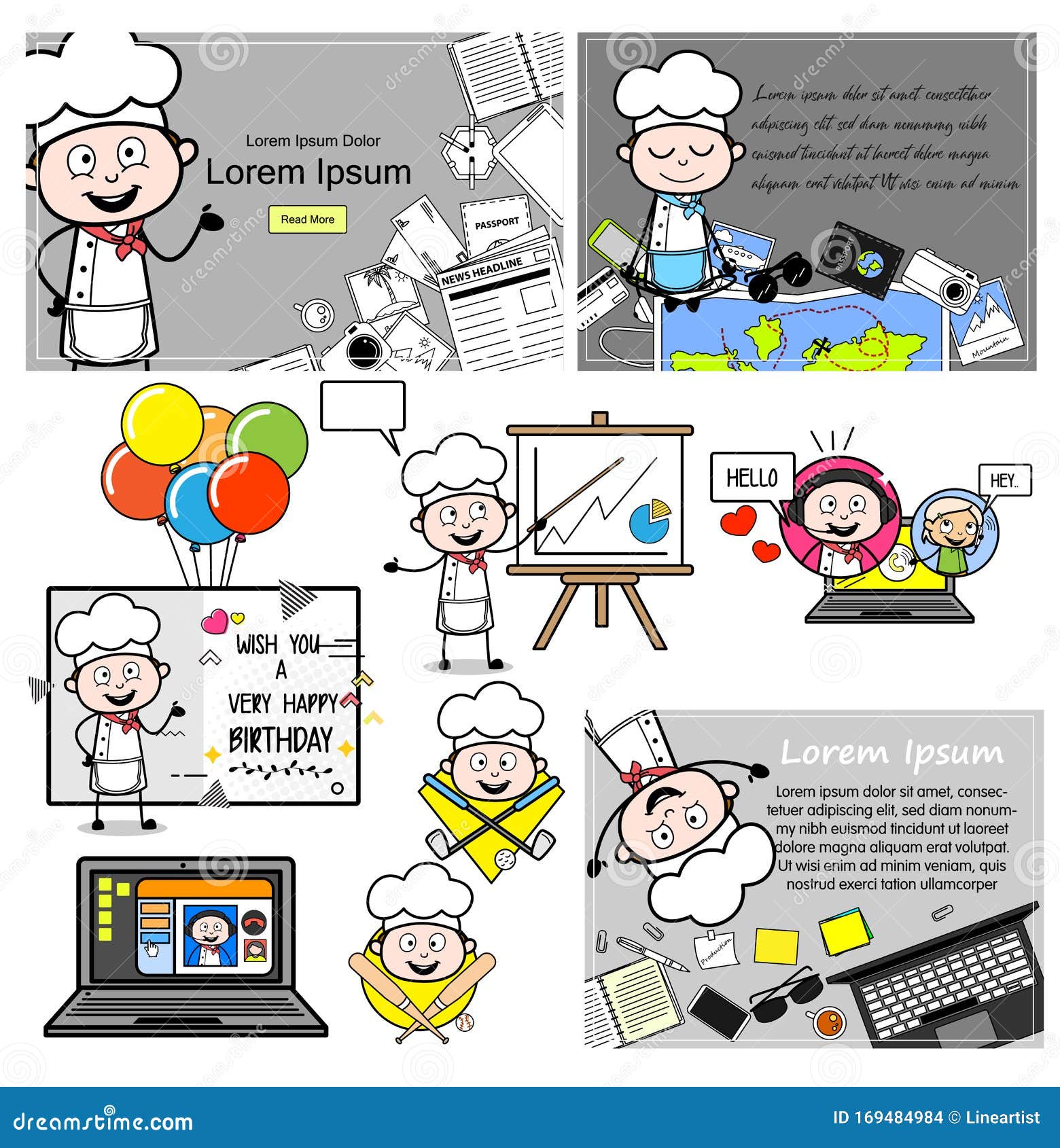 Conceptual Cartoon Chef - Set of Various Concepts Vector Illustrations ... Conceptual Cartoon Chef - Set of Various Concepts Vector Illustrations ...