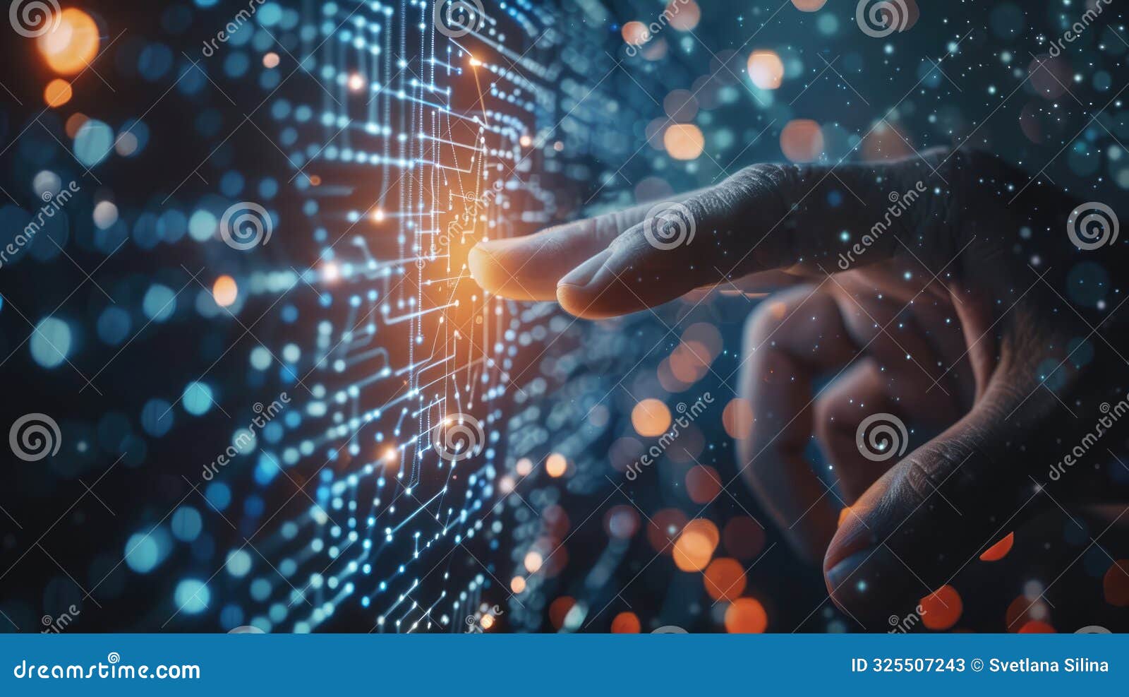 Conceptual Close-up of a Hand Inserting a Physical Key into a Digital ...