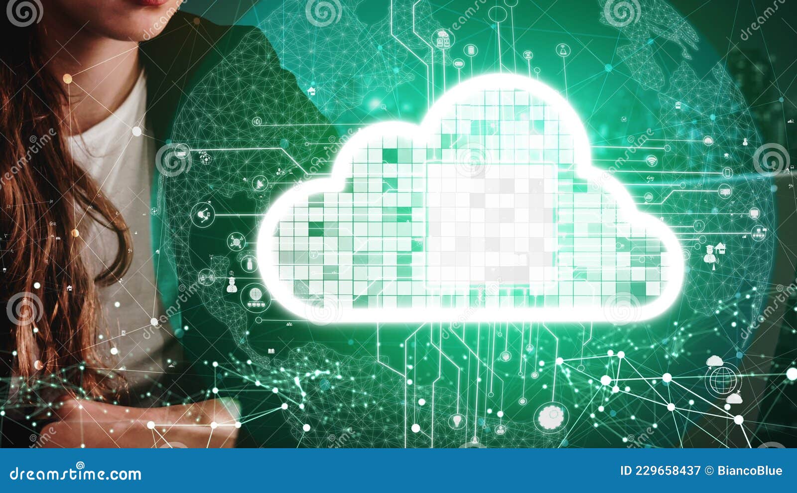 Conceptual Cloud Computing and Data Storage Technology for Future Innovation Stock Illustration ...