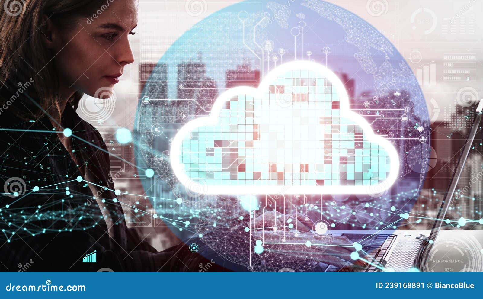 Conceptual Cloud Computing and Data Storage Technology for Future Innovation Stock Image - Image ...