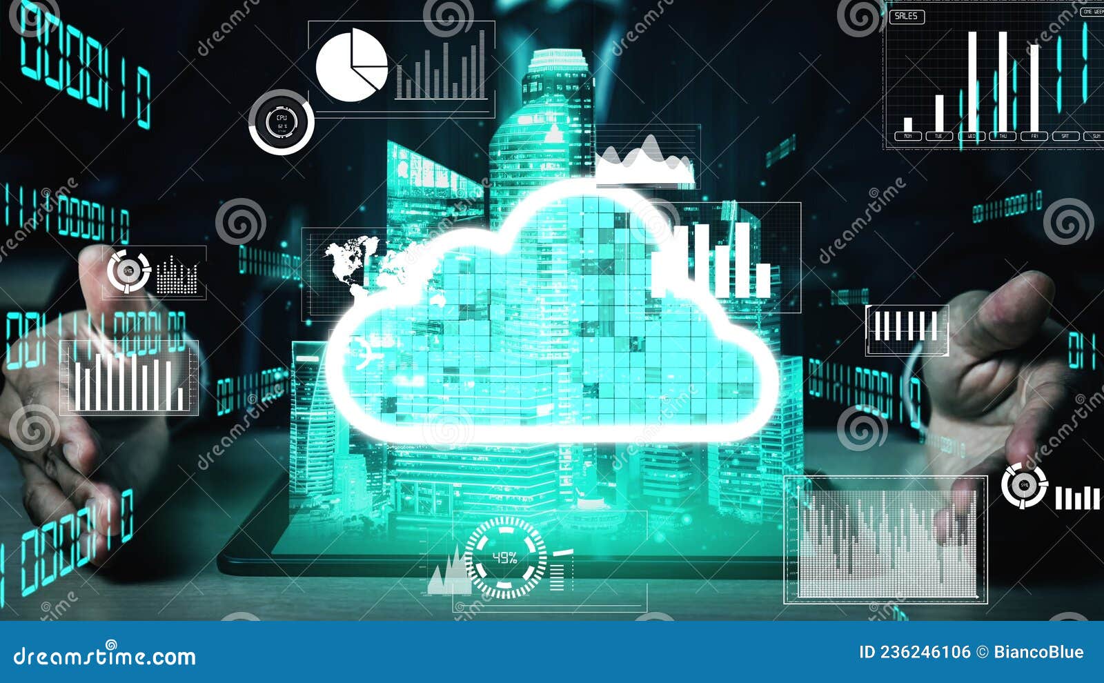 Conceptual Cloud Computing and Data Storage Technology for Future Innovation Stock Photo - Image ...