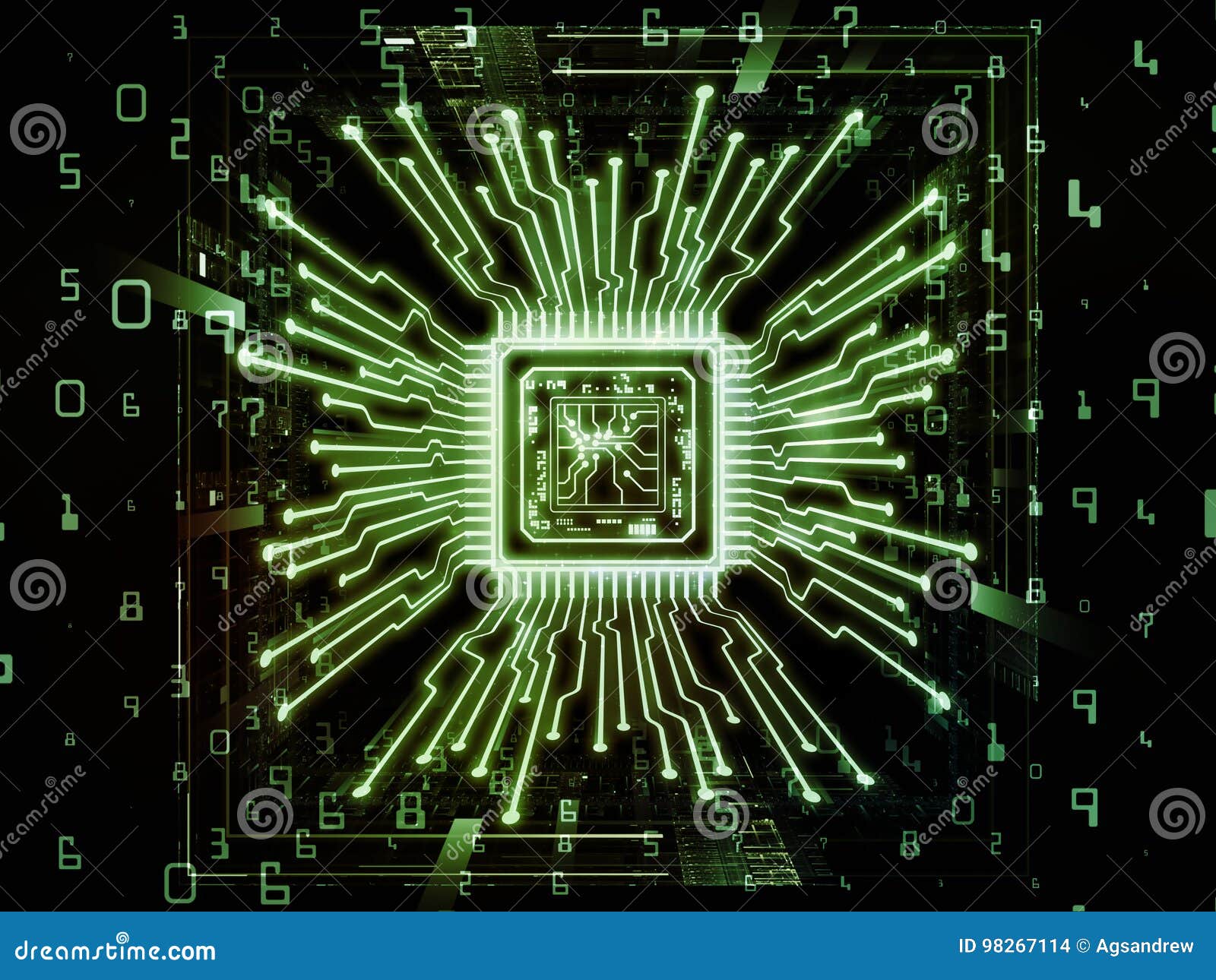 Conceptual Computer CPU stock illustration. Illustration of algorithm ...