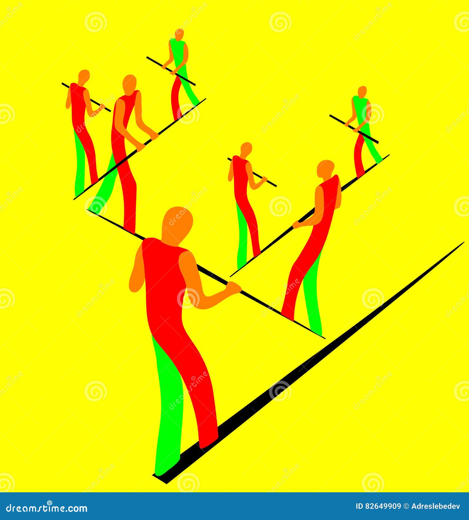 Conceptual Concept of Man Walking in Balance on Rope Stock Vector ...