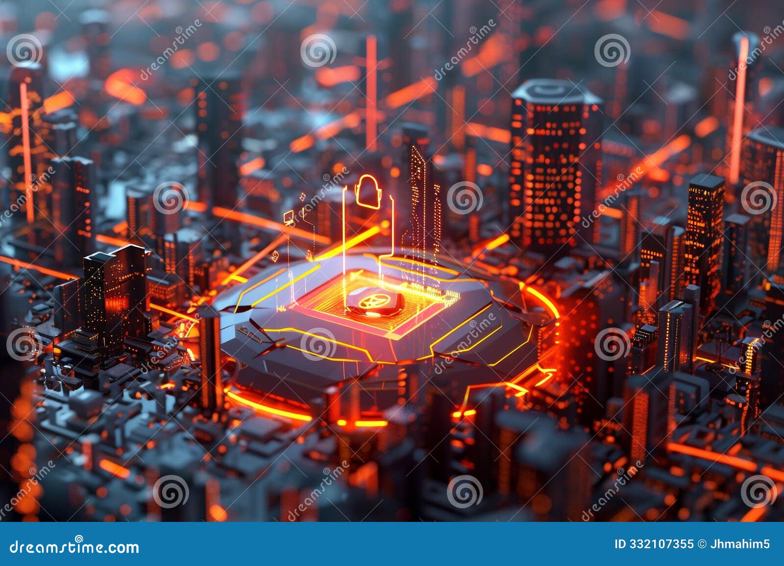 A Conceptual 3D Artwork of a Cyber Shield Activating Around a Digital ...