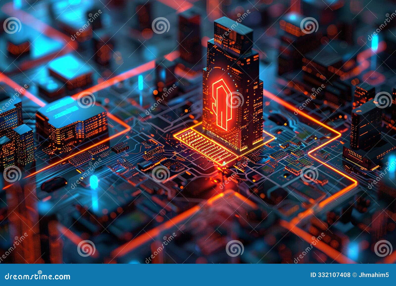 A Conceptual 3D Artwork Of A Cyber Shield Activating Around A Digital ...
