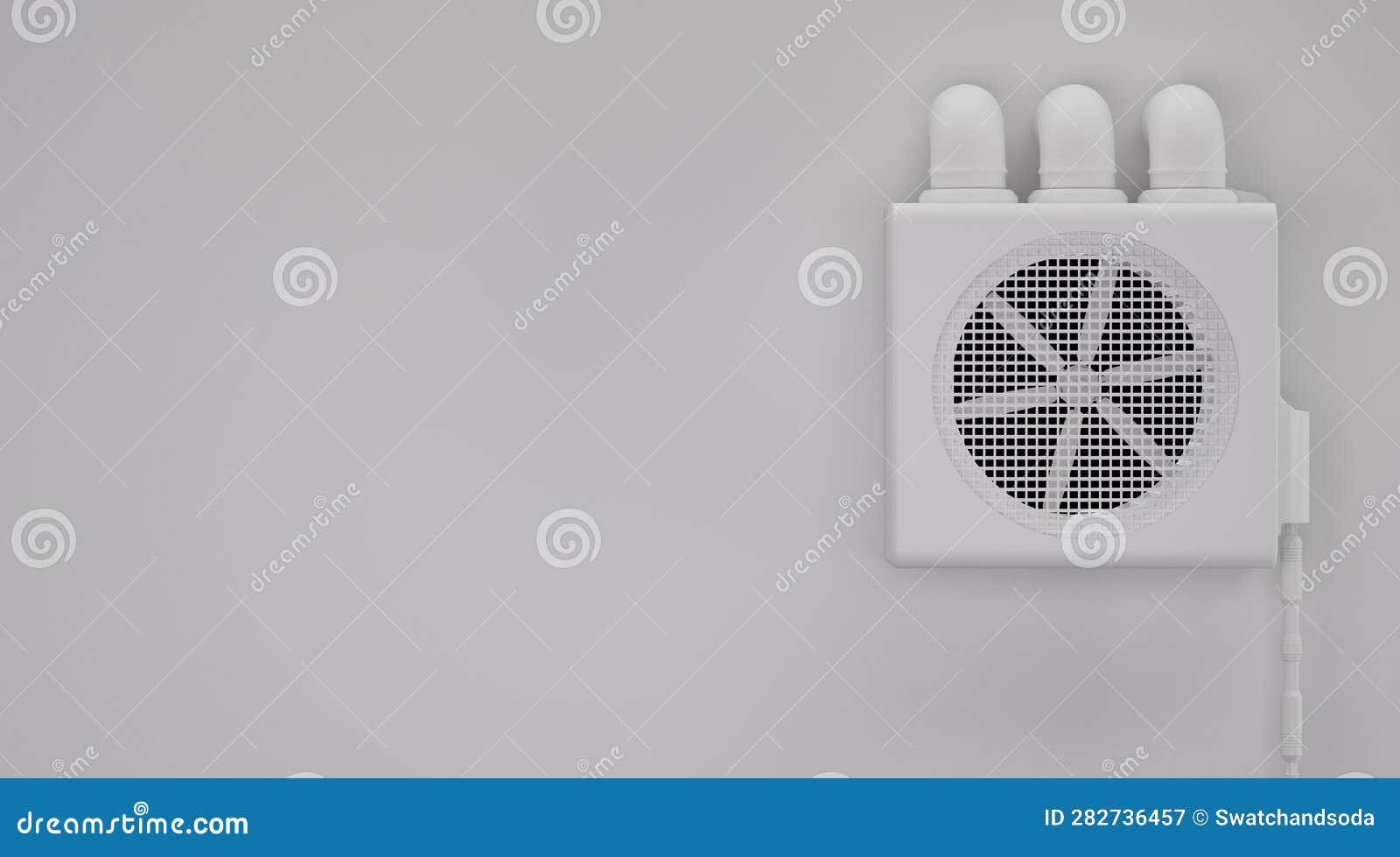 White 3D Rendered Modern Industrial Fan on Wall Stock Illustration ...
